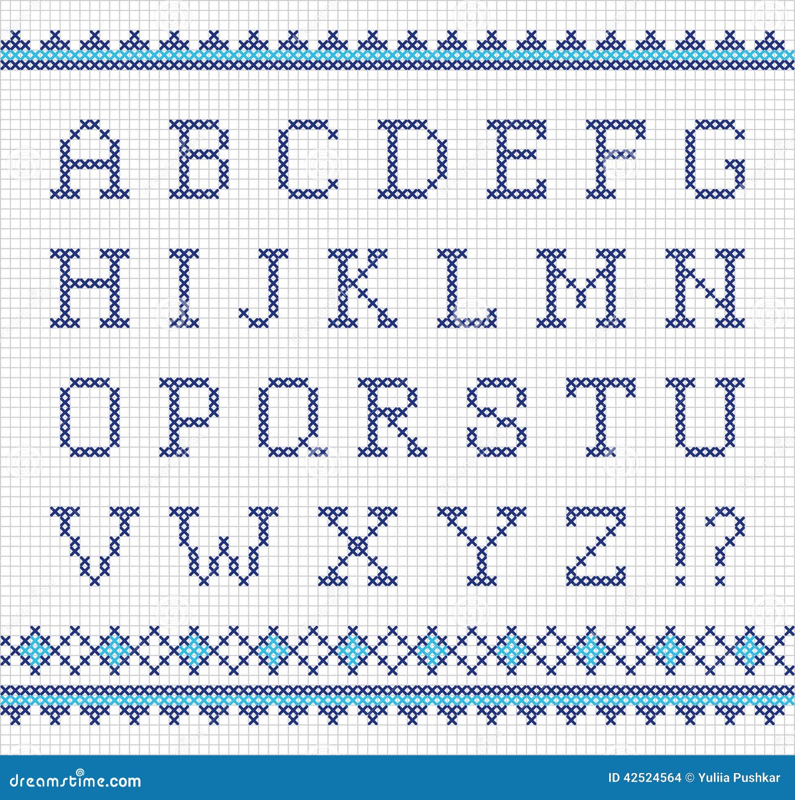 Embroidering alphabet stock vector. Illustration of blue - 42524564