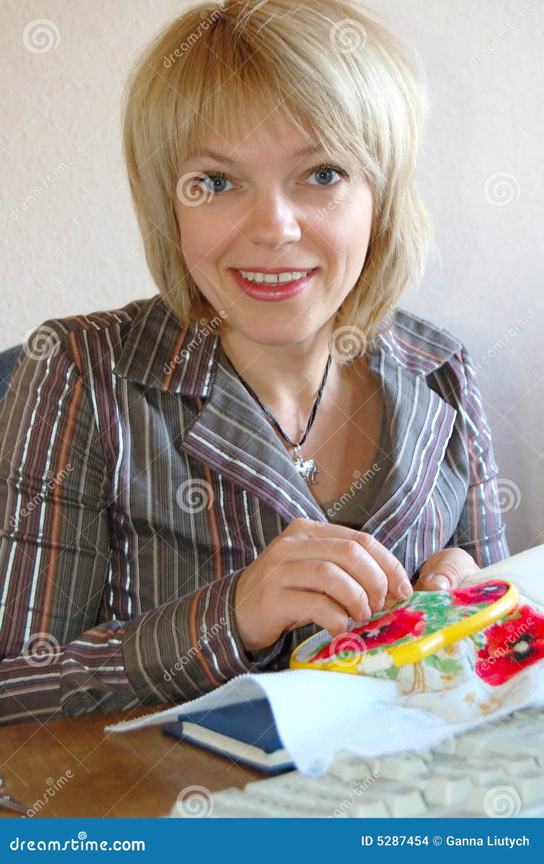 Embroidering Girl stock photo. Image of fancy, cotton - 5287454