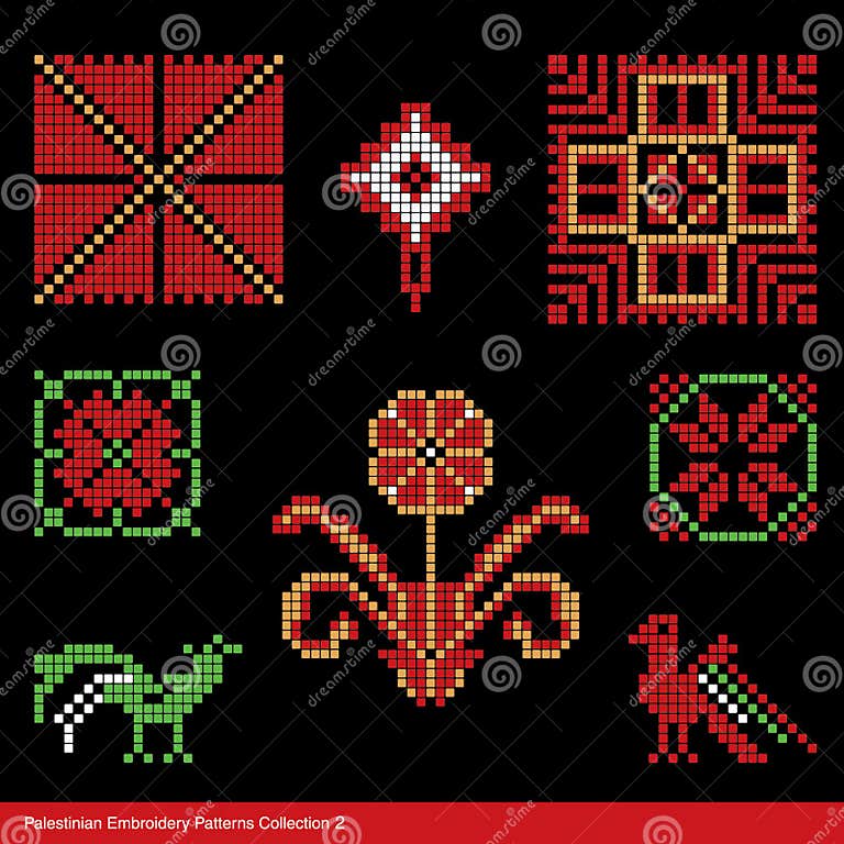 Traditional Palestinian Embroidery Motifs Collection. Stock Vector ...