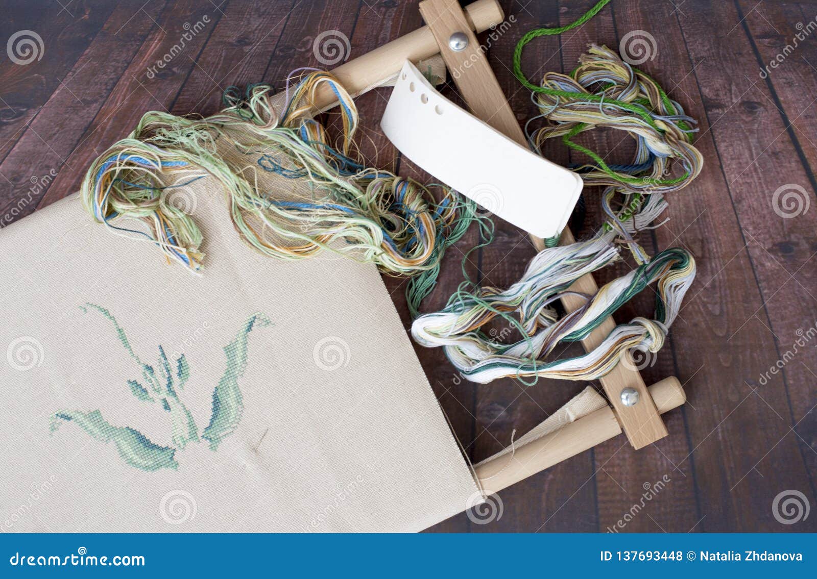 Embroidery Canvas on a Frame with Threads Stock Photo - Image of ...