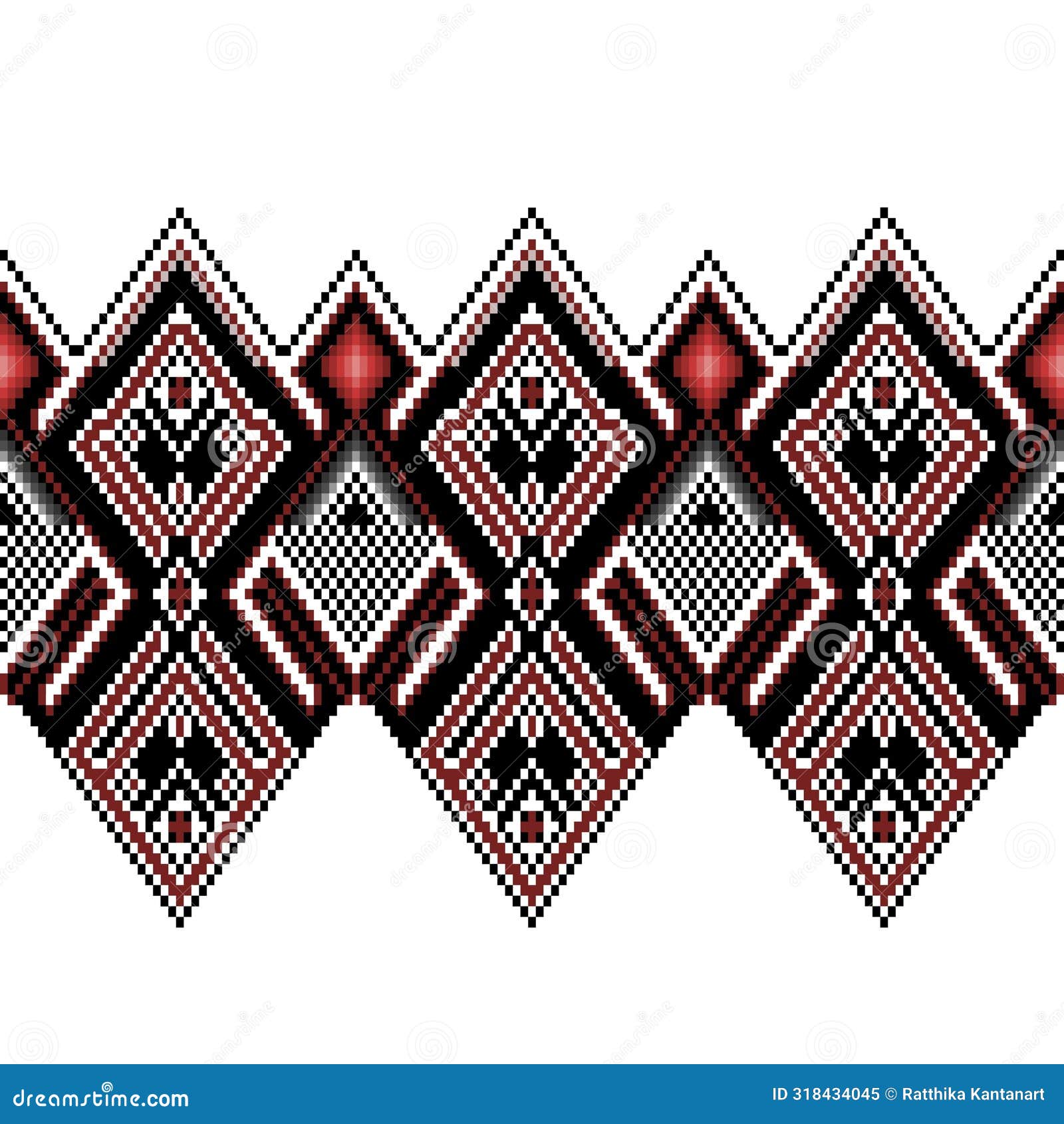 Embroidery Cross Stitch. Ethnic Patterns. Pixel Horizontal Seamless ...
