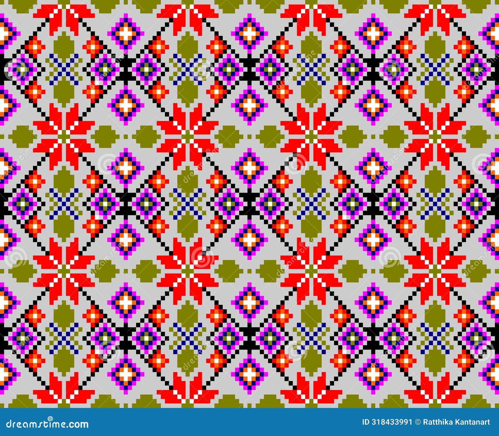 Embroidery Cross Stitch. Ethnic Patterns. Pixel Horizontal Seamless ...