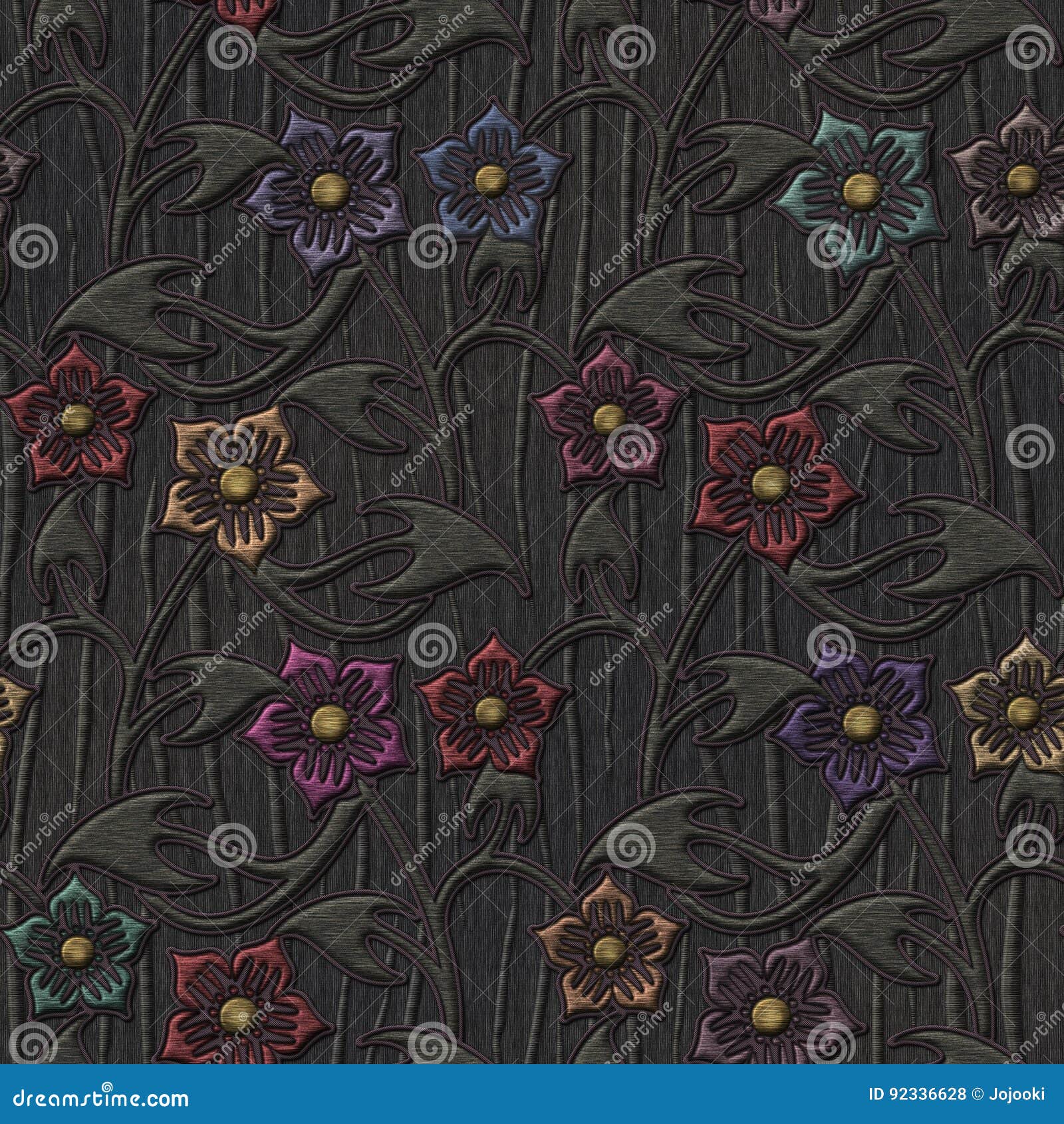 Embroidery Fabric Flowers Seamless Texture Stock Illustration ...