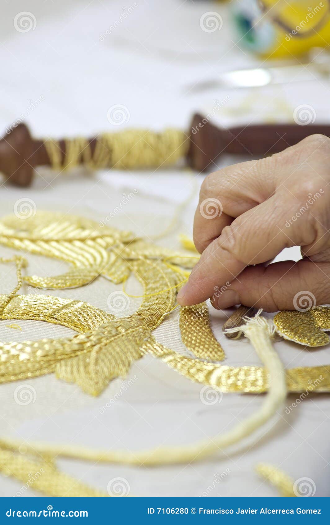 Embroidery in gold stock photo. Image of colorful, cloth - 7106280
