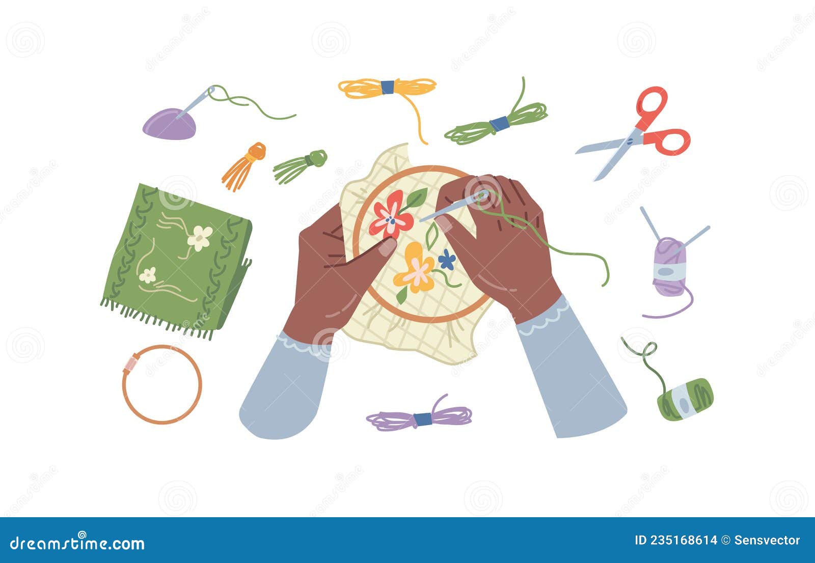 Embroidery Hobby, Craft Skills and Handmade DIY Stock Vector ...