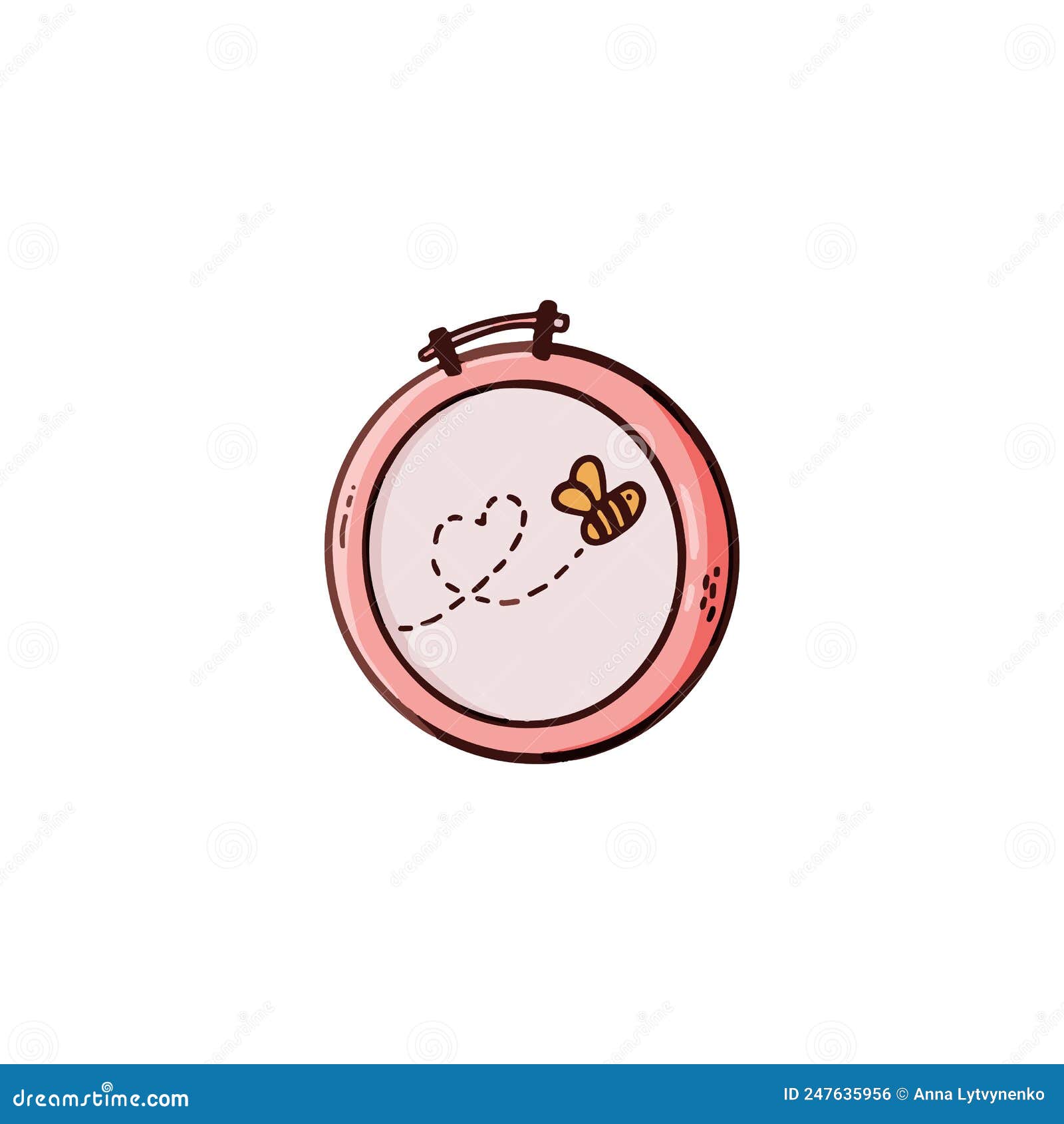Embroidery Hoop with Bee in Cartoon Style Stock Vector - Illustration ...