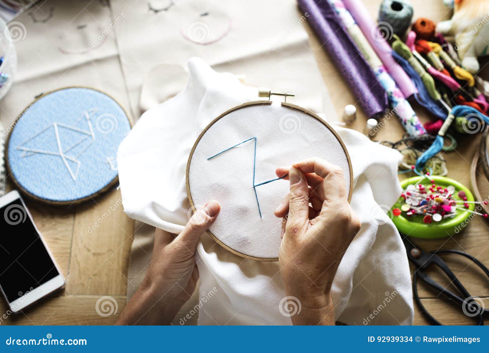 Embroidery Hoop Handicraft on the Table Stock Photo - Image of ...