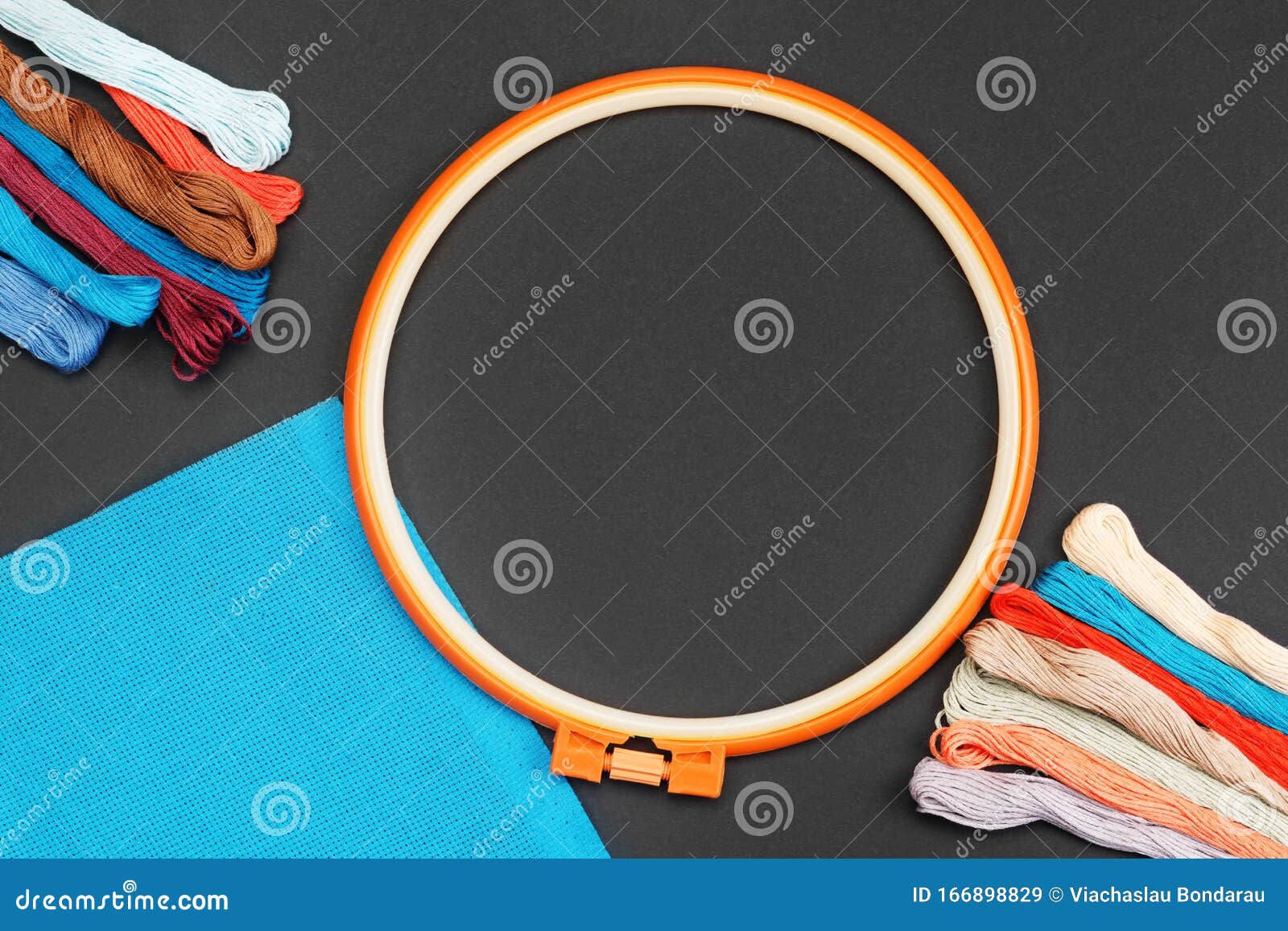 Embroidery Hoop with Multicolor Threads for Needlework and Sewing on ...