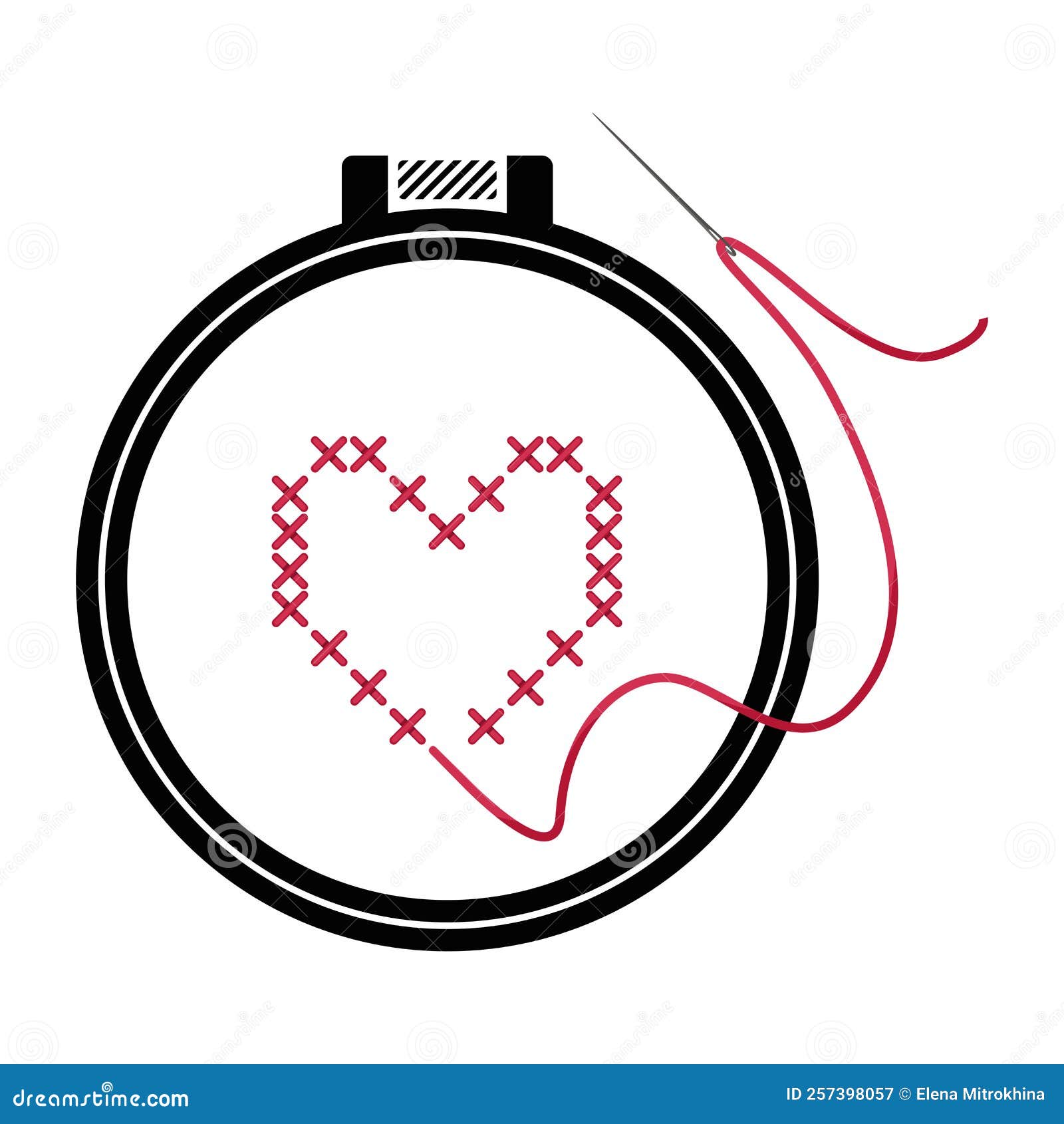 Embroidery Icon. a Needle with a Red Thread for Embroidery with Crosses ...