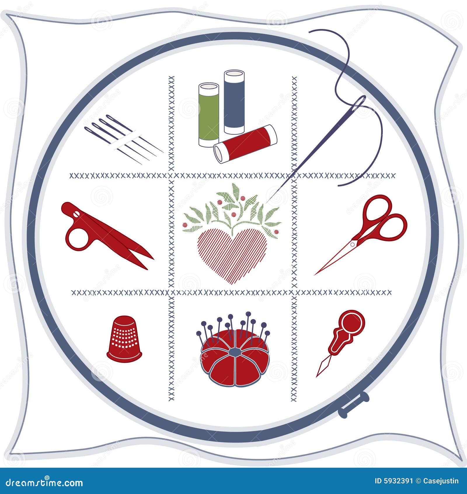 Embroidery Icons. Red,White and Blue Stock Vector - Illustration of ...