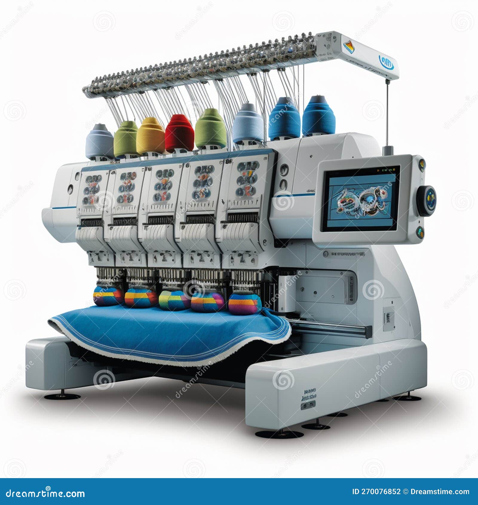 Embroidery Machine Stitching a Logo Stock Illustration - Illustration ...