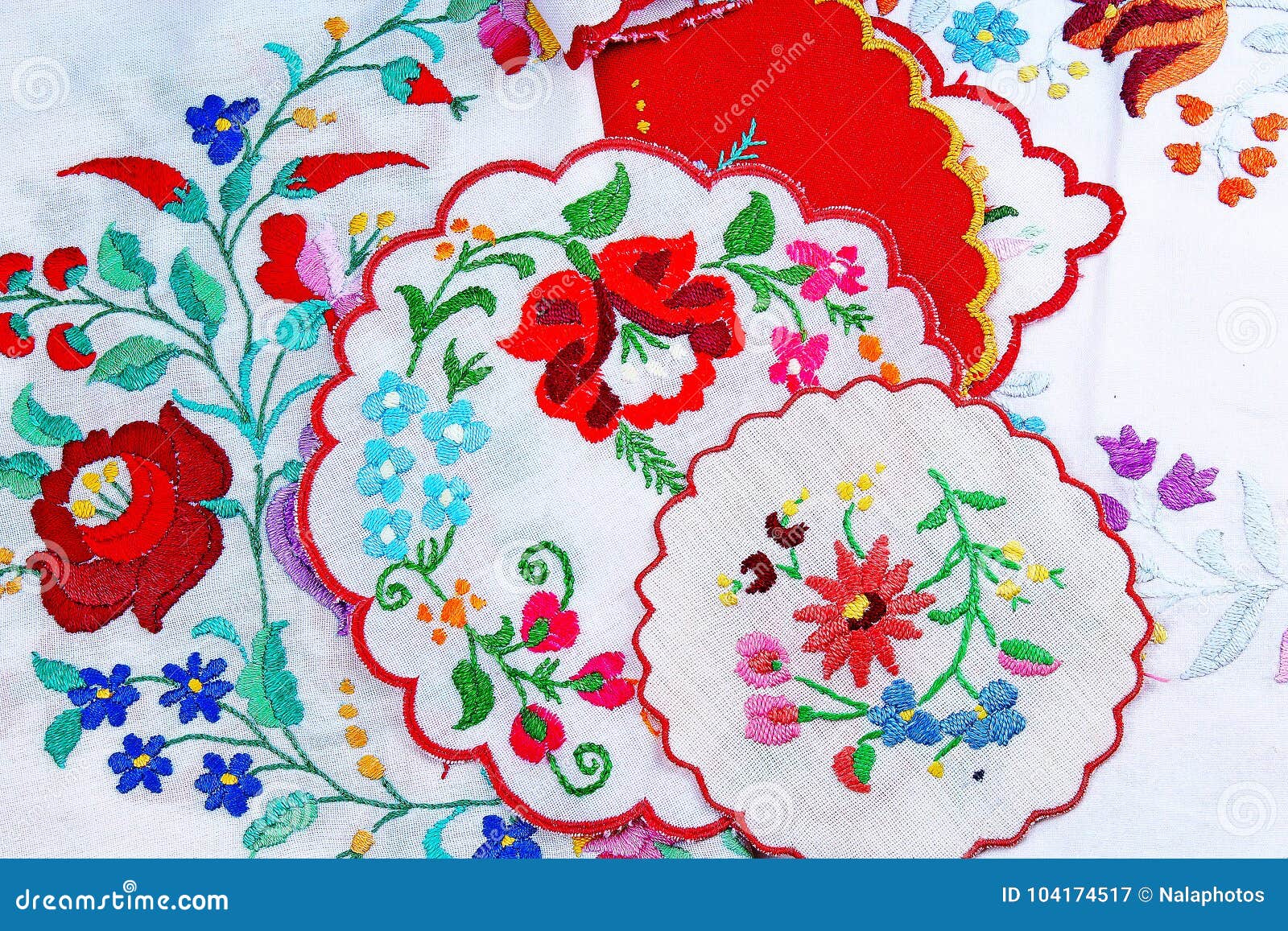 Embroidery. Patchwork Handwork Embroidery Closeup Texture Pattern ...