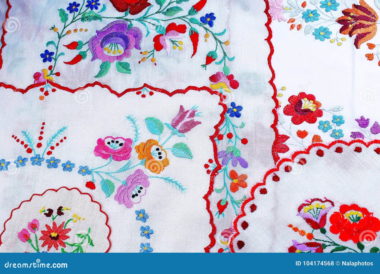 Embroidery. Patchwork Handwork Embroidery Closeup Texture Pattern ...