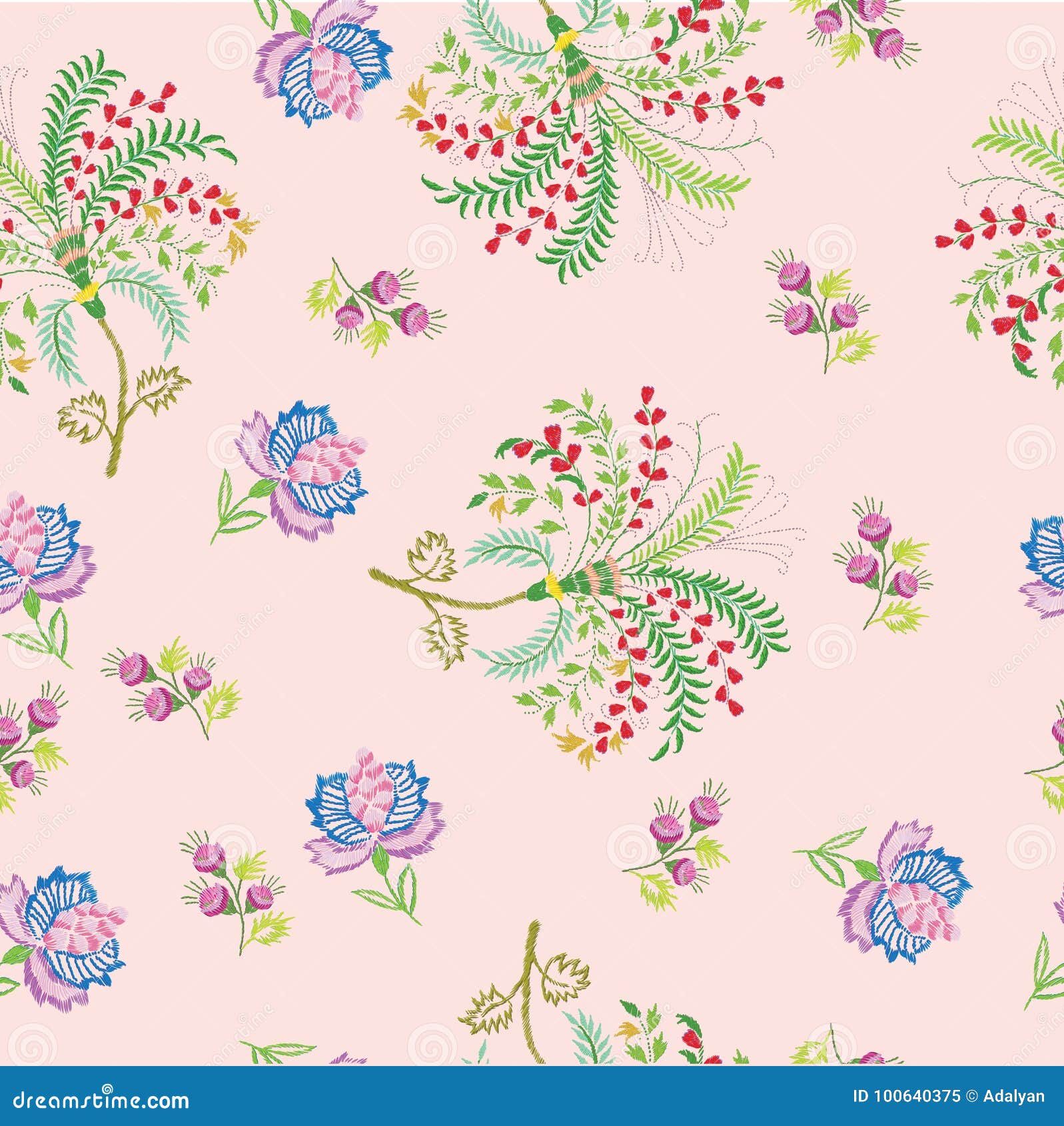 Embroidery Pattern on a Blue Background Stock Illustration ...