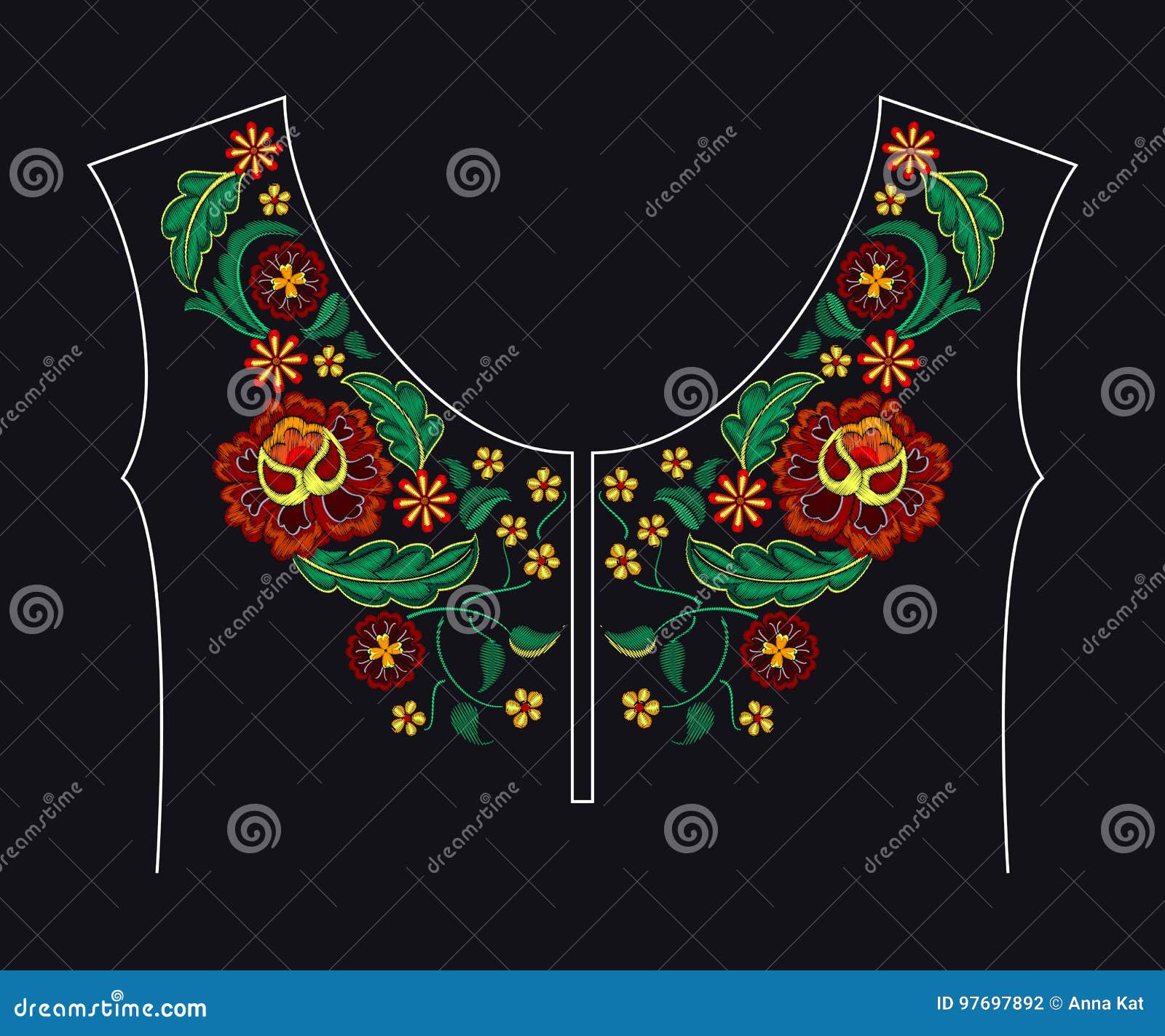 Embroidery Pattern for Design Stock Vector - Illustration of flower ...