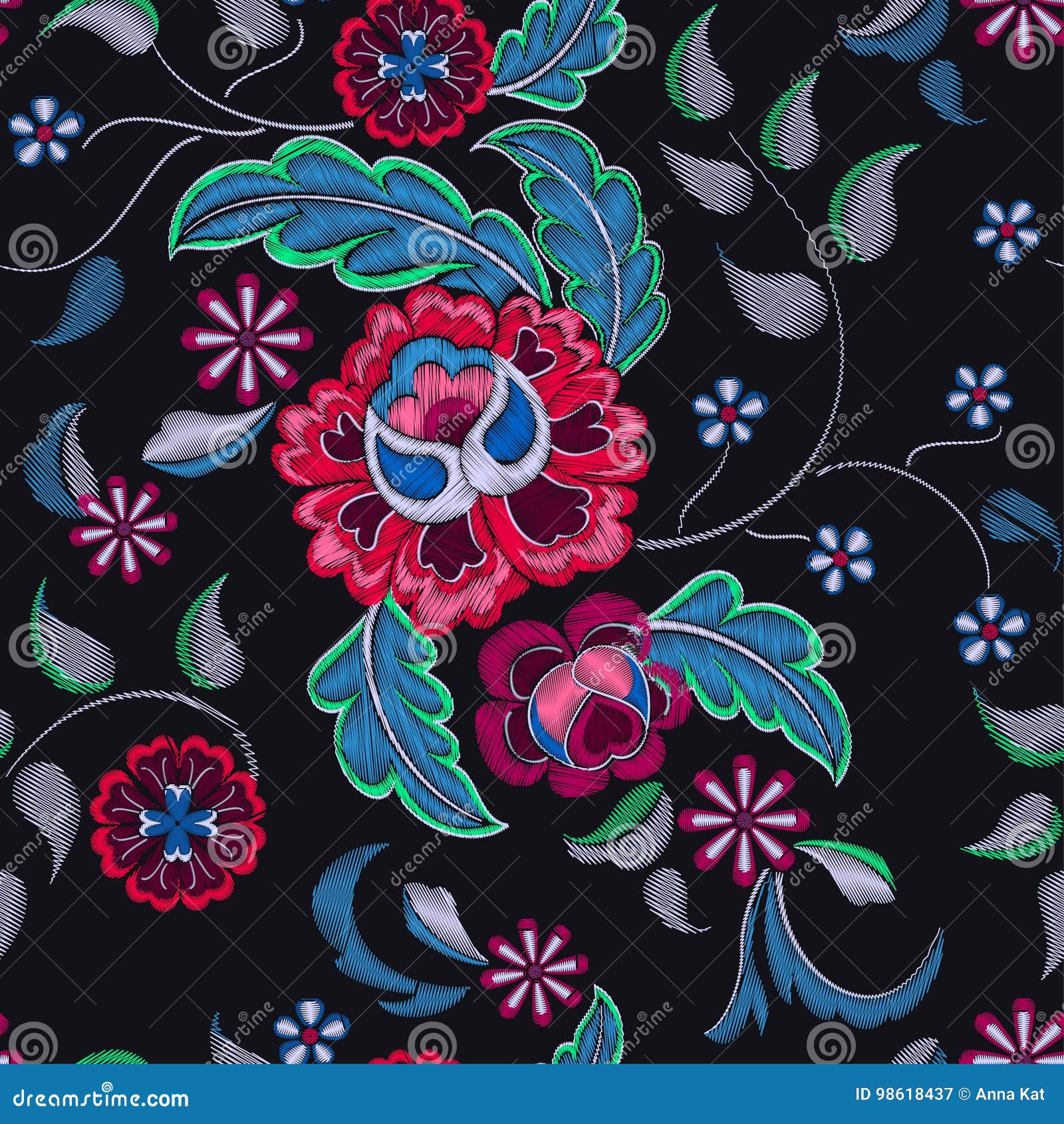 Embroidery Pattern for Design Stock Vector - Illustration of blue ...