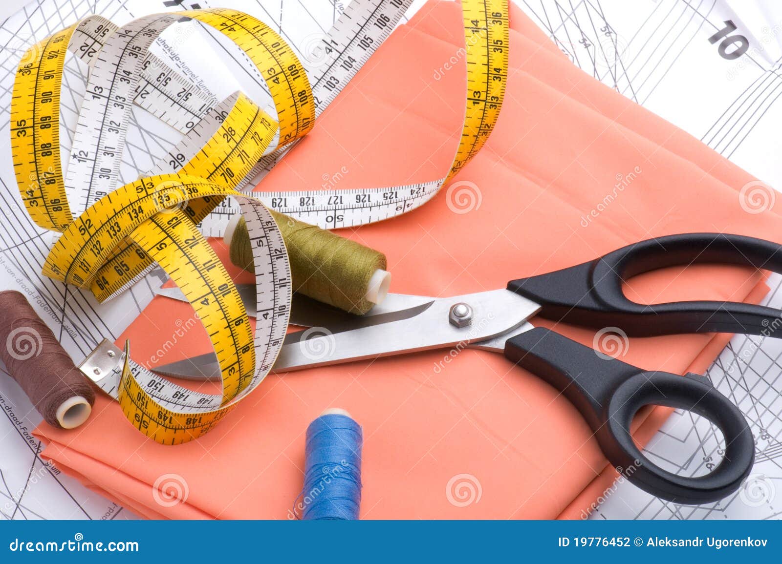 Embroidery Pattern on White Close Up Stock Photo - Image of tape ...