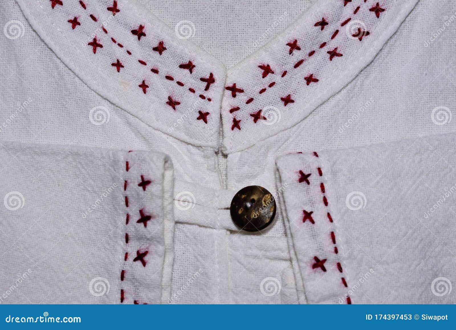 Embroidery of Red Thread Patterns Stock Image - Image of macro, fabric ...