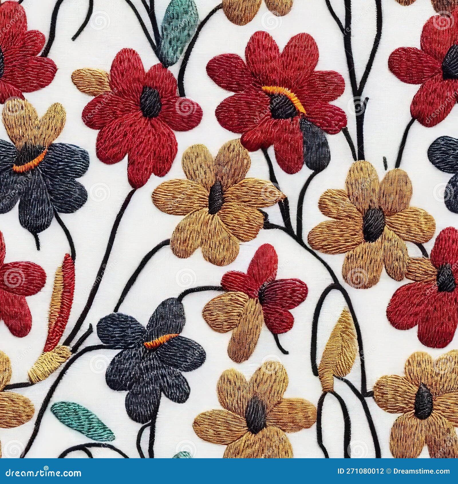 Embroidery Seamless Decorative Floral Pattern. AI Generated ...