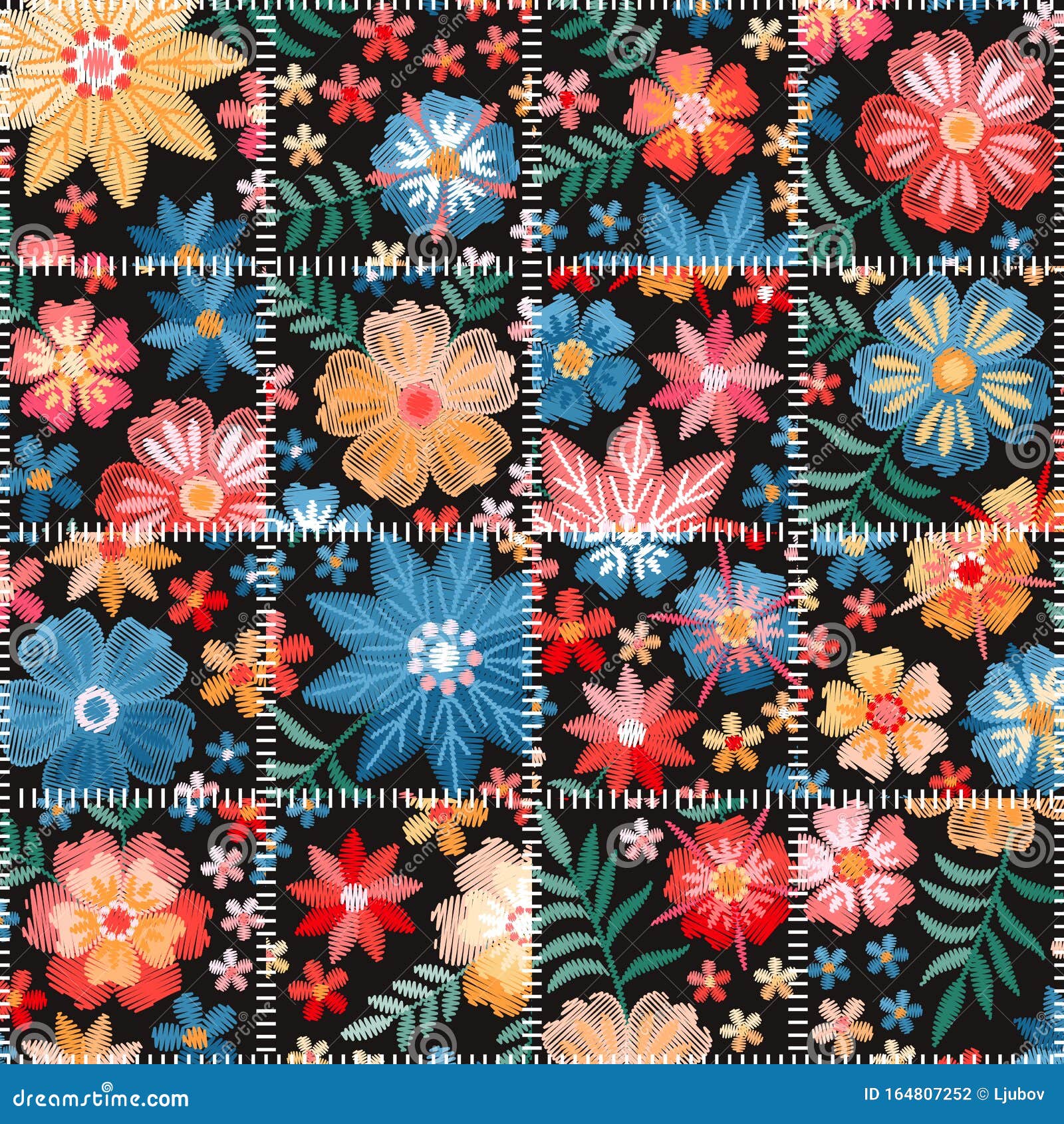 Embroidery Seamless Patchwork Pattern. Original Quilting Design with ...