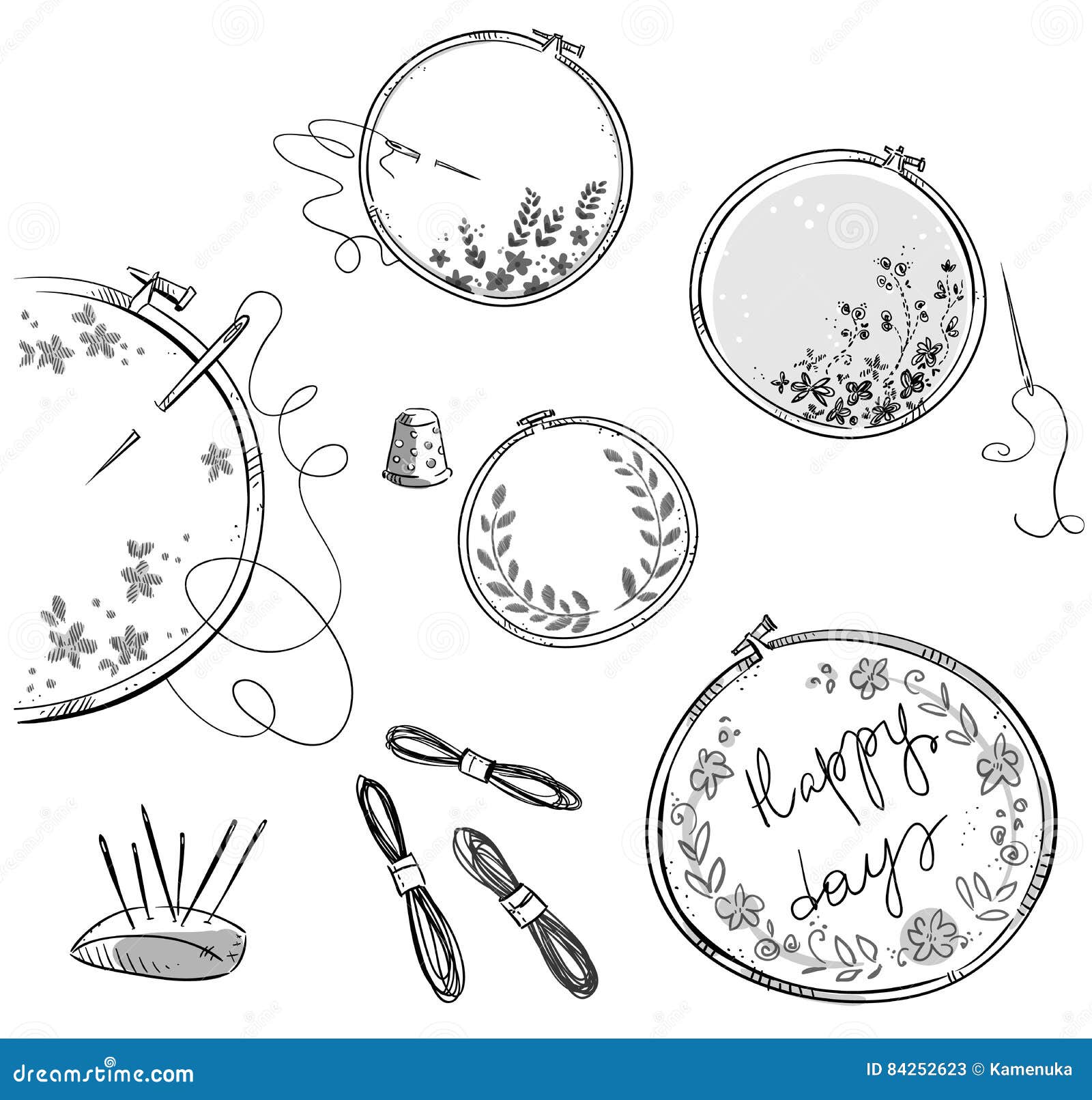 Embroidery Set, Vector Drawing Stock Vector - Illustration of pattern ...