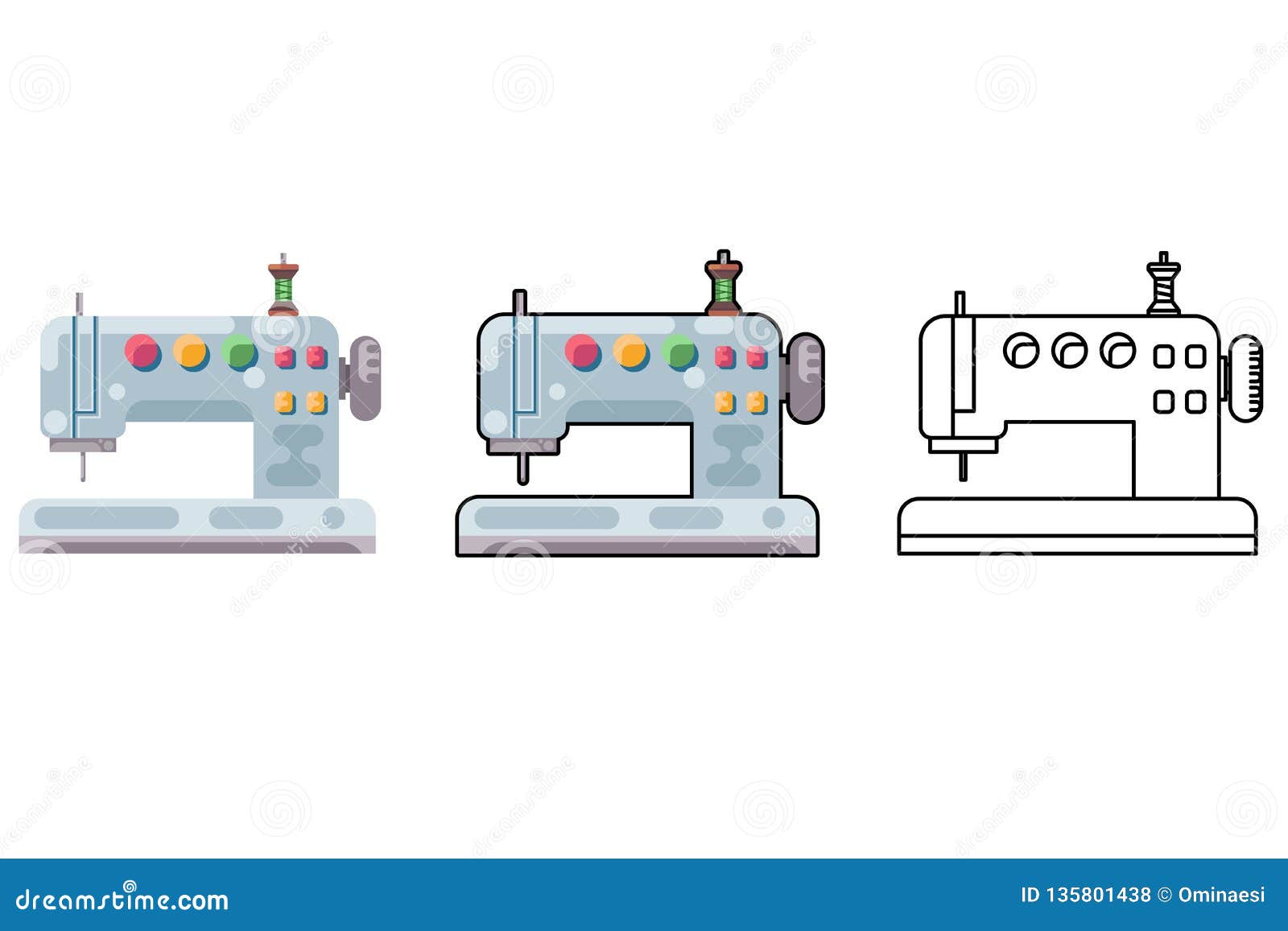 Embroidery Sewing Machine Craft Tool Cloth Sew Flat Design Isolated ...