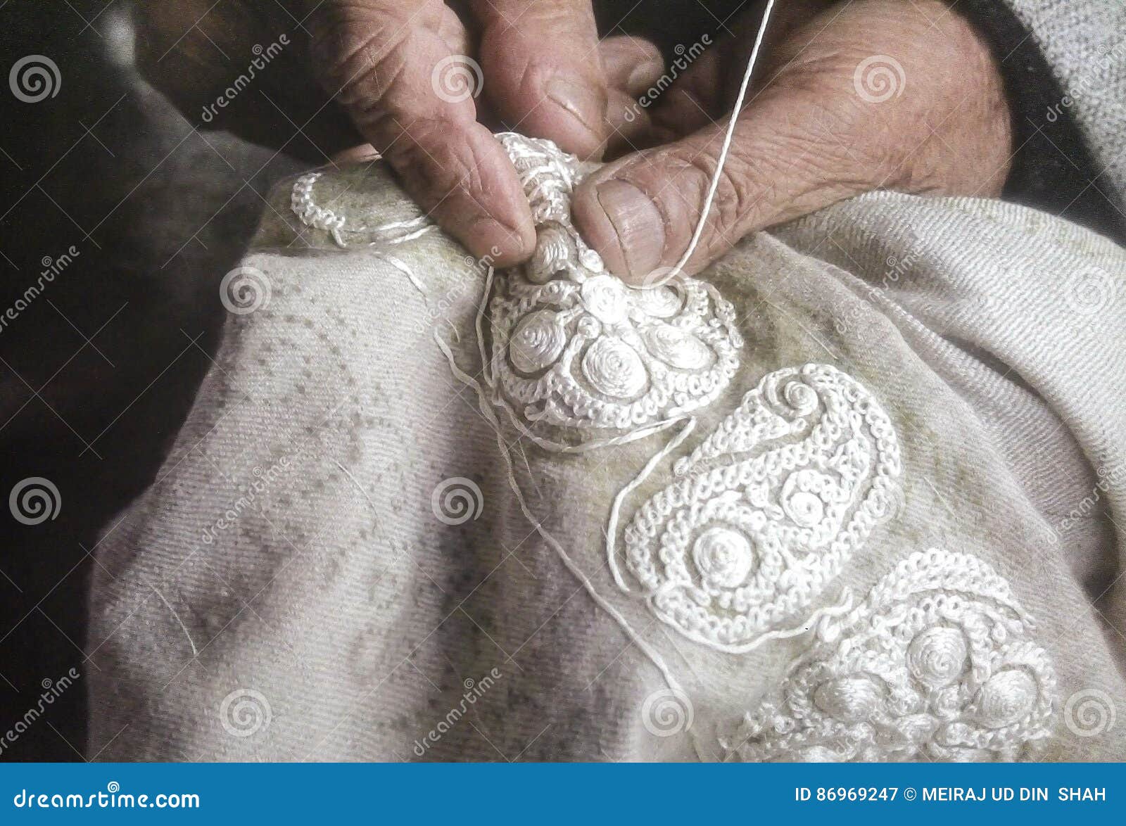 Embroidery in the Silver Thread Stock Image - Image of embroidery ...