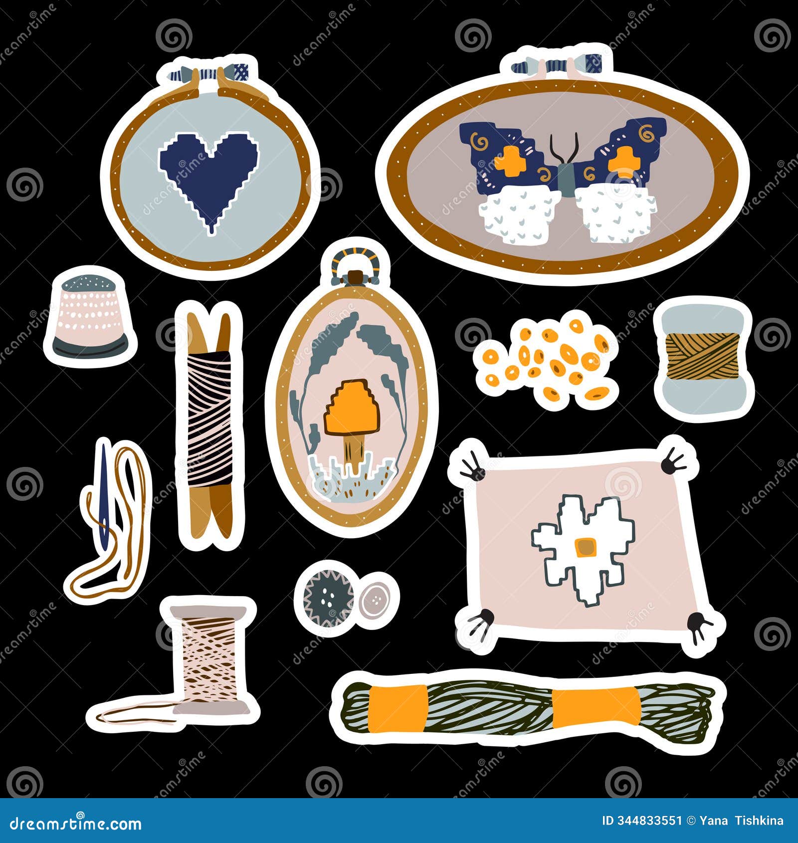 Embroidery Sticker Needlework Clip Art Vector Art Stock Illustration ...