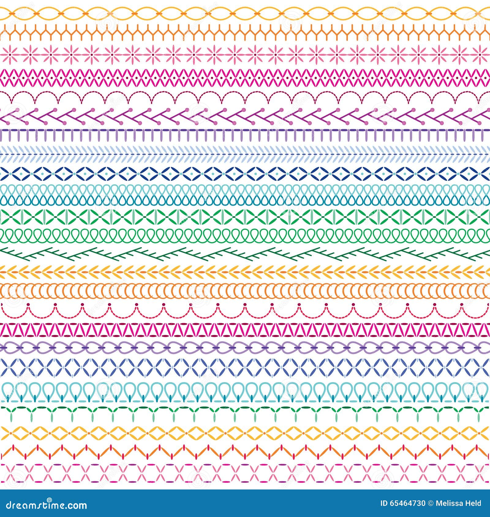 Embroidery Stitch Border Patterns Stock Illustration - Illustration of ...
