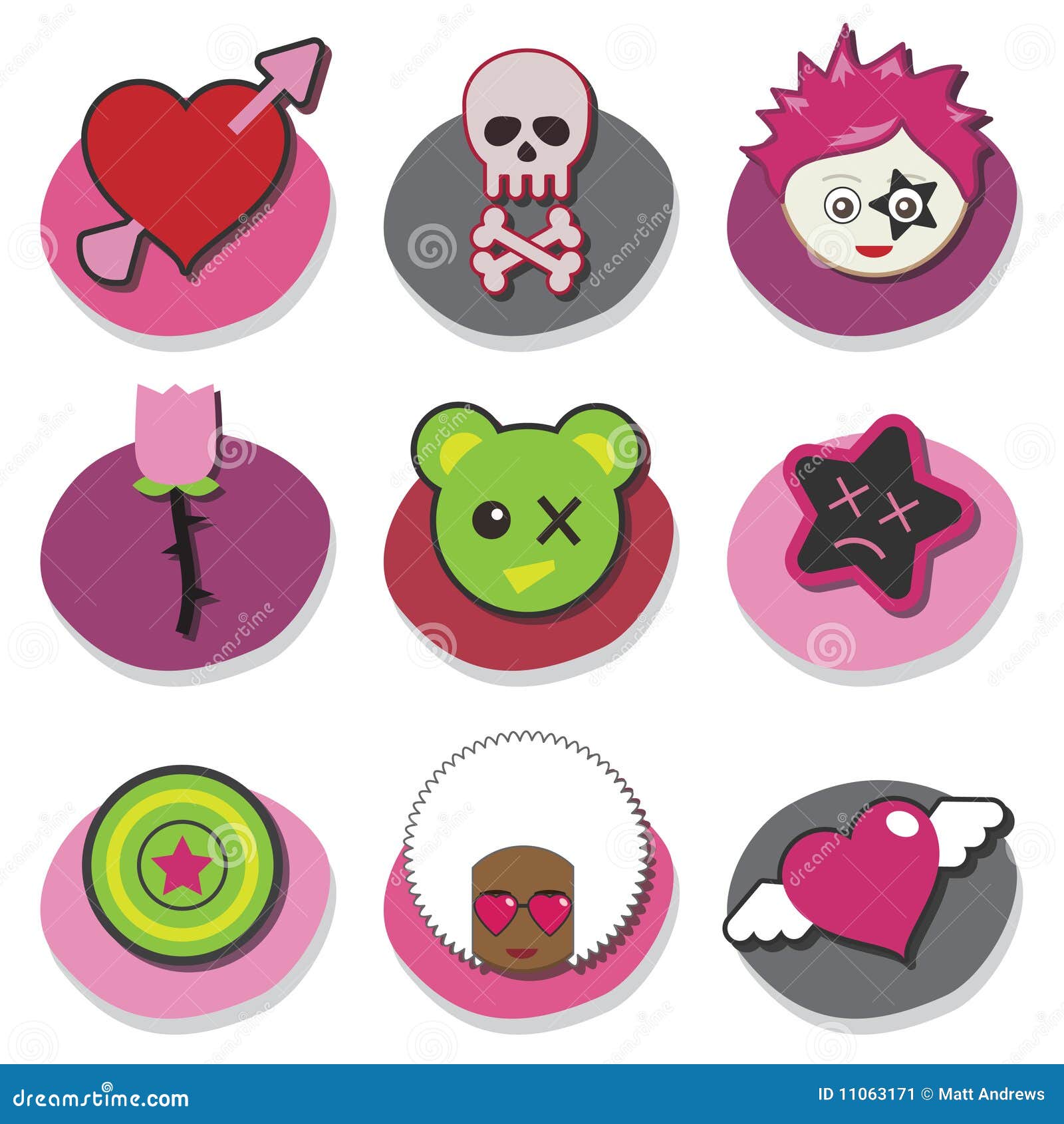 Embroma iconos del emo ilustración del vector. Ilustración de amor ...