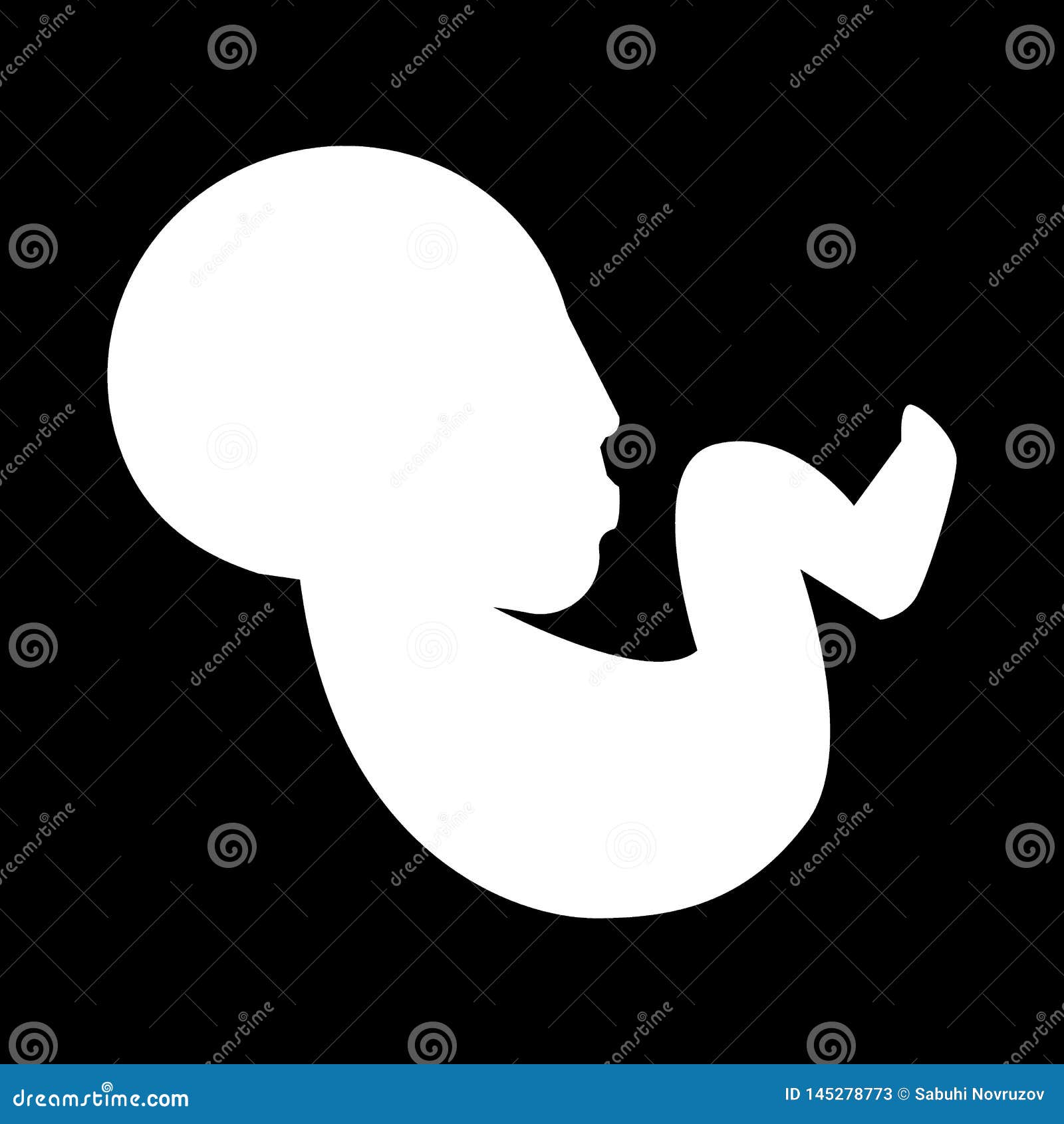 Fetus Baby Solid Icon. Vector Illustration Isolated on Black. Glyph ...