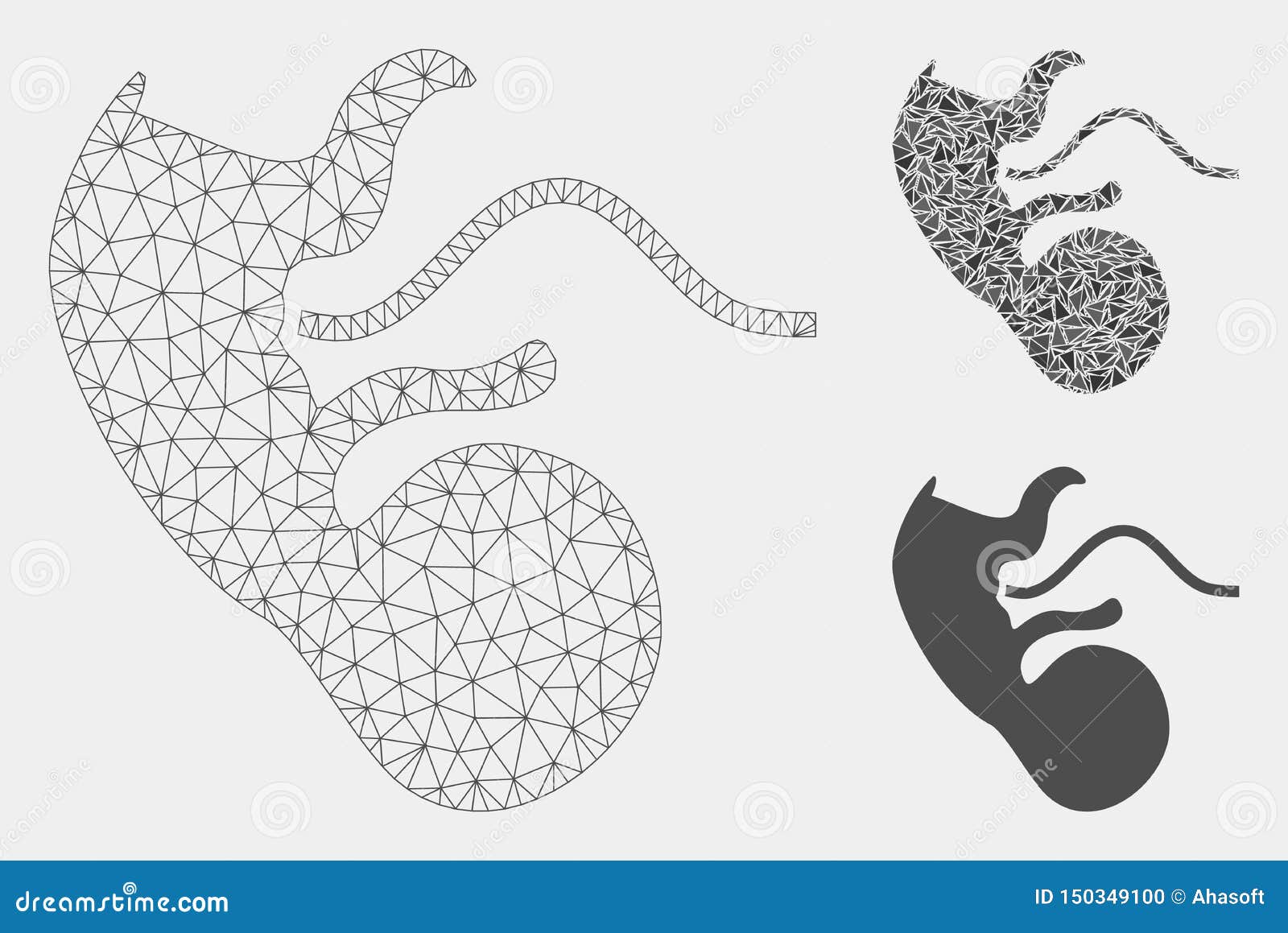 Embryo In Low Polygon Style Consisting Of Lines And Strokes On Colored ...
