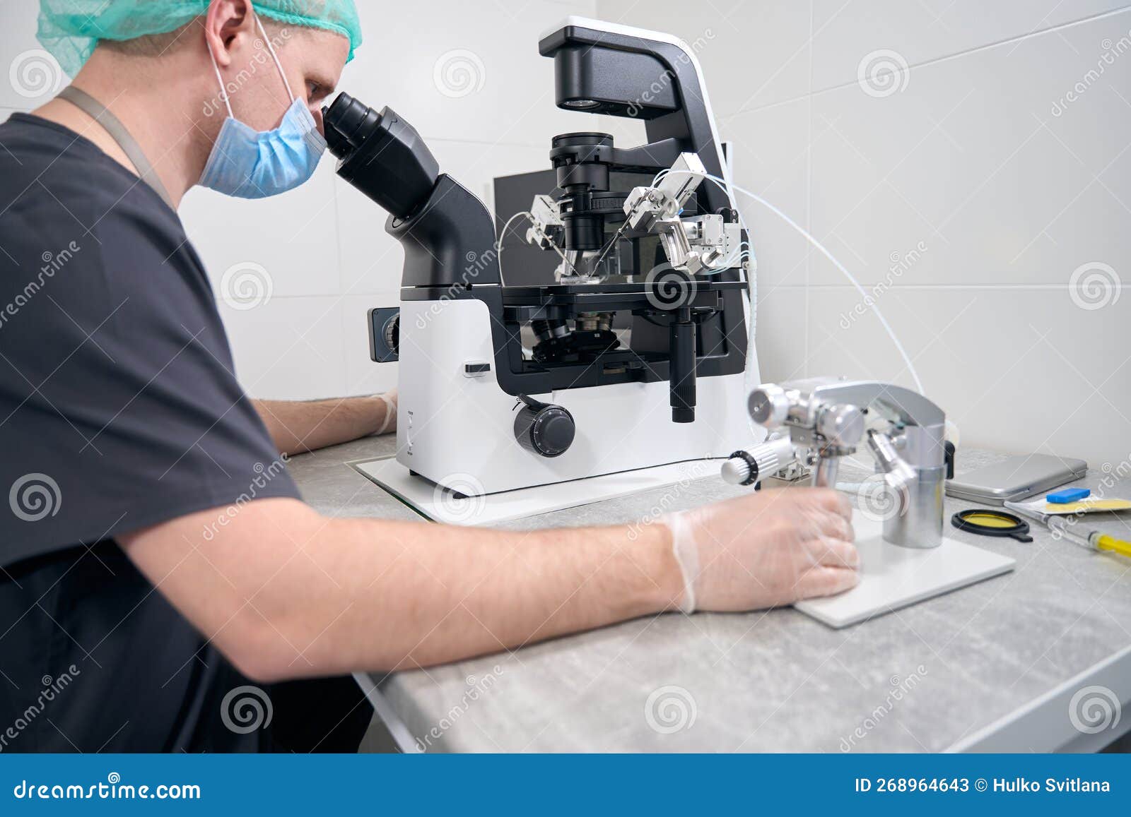 Embryologist Behind the Procedure of Fertilization of the Egg Stock ...