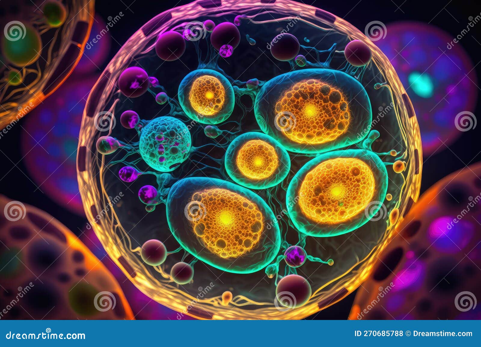 Embryonic Stem Cells Colony 3d Under a Microscope. Stock Illustration ...