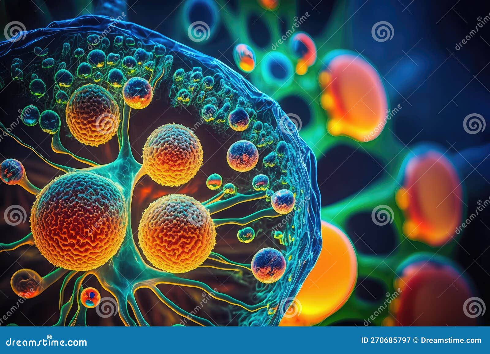 Embryonic Stem Cells Colony 3d Under a Microscope. Stock Illustration ...