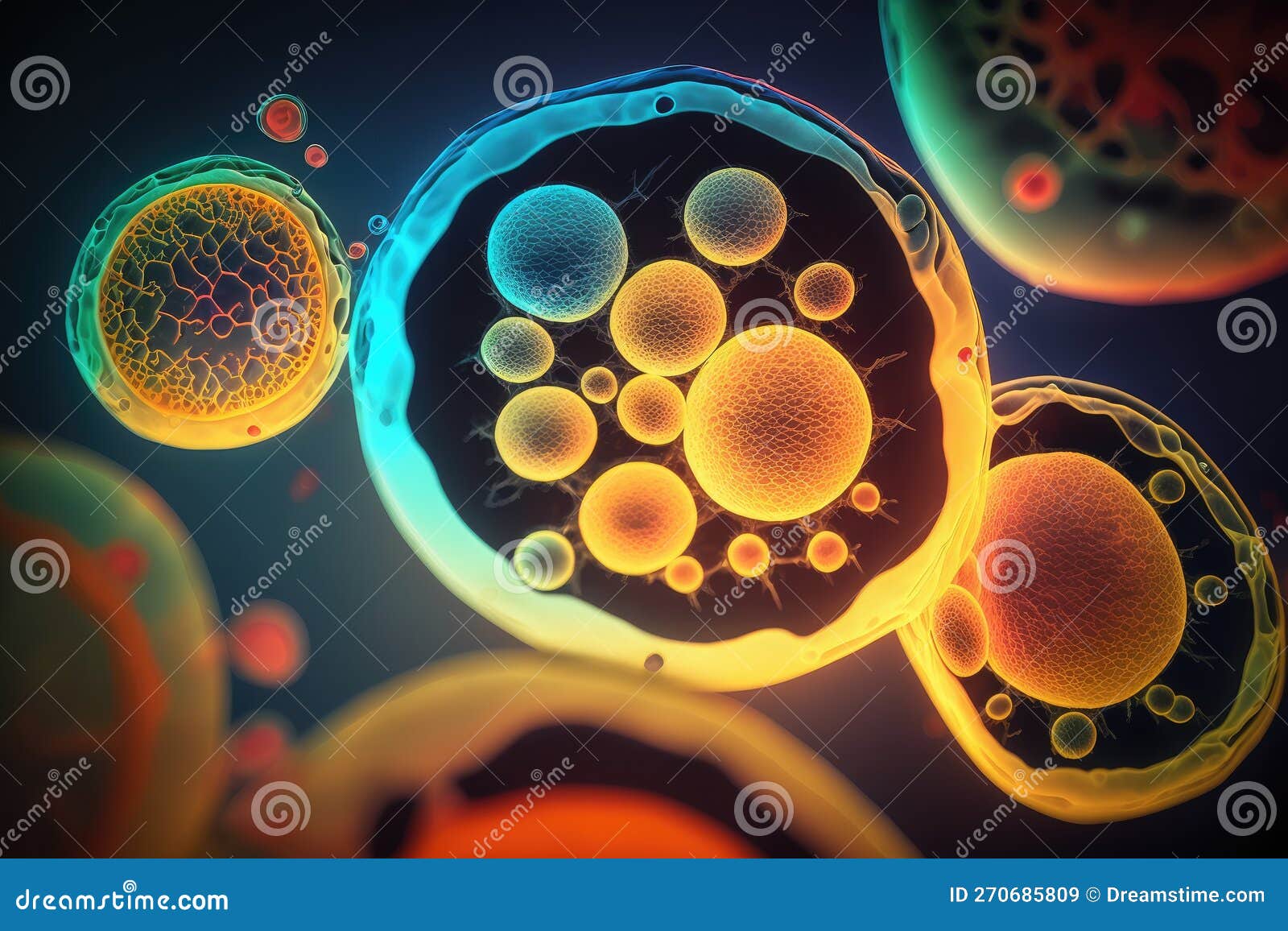 Embryonic Stem Cells Colony 3d Under a Microscope. Stock Illustration ...