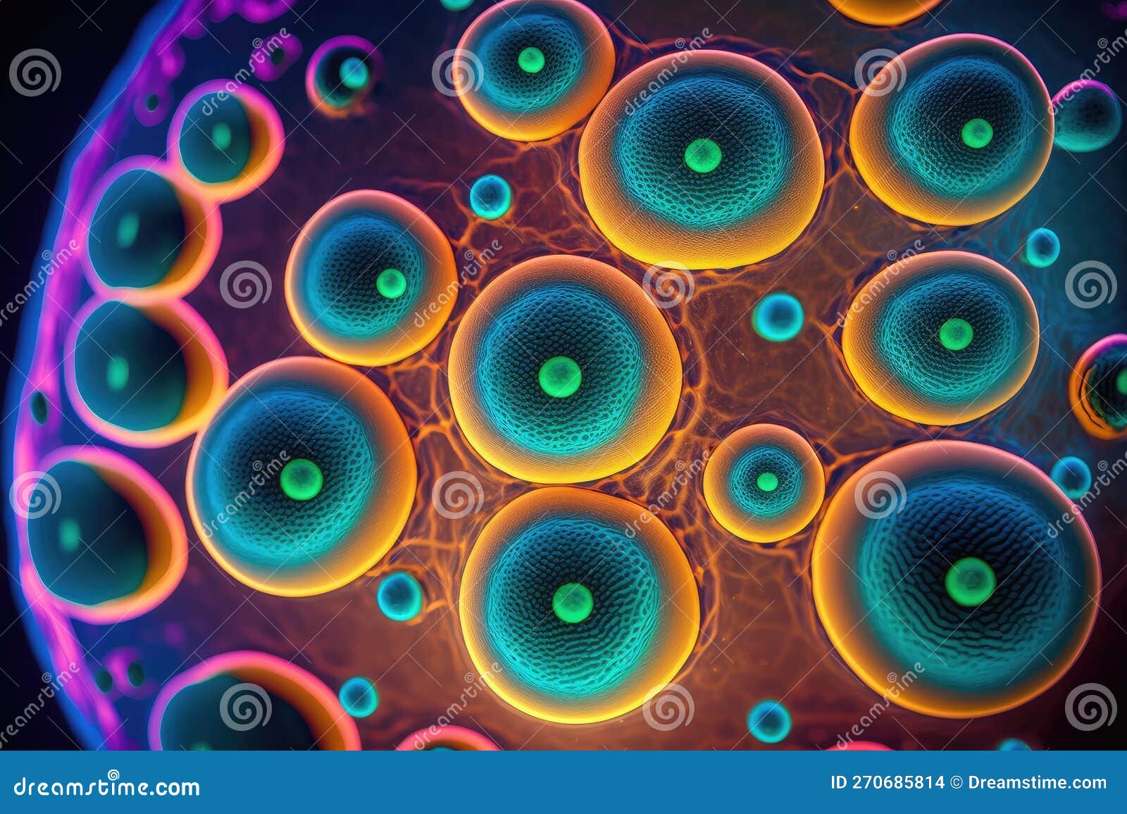 Embryonic Stem Cells Colony 3d Under a Microscope. Stock Illustration ...