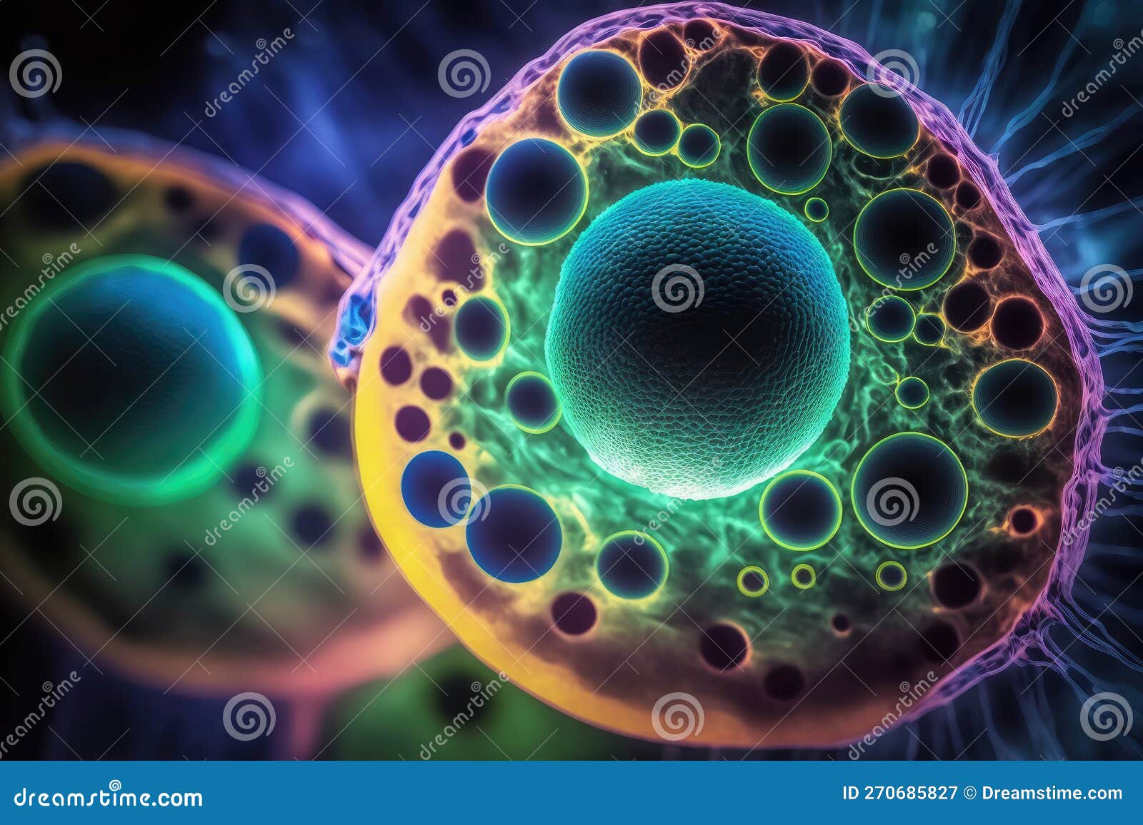 Embryonic Stem Cells Colony 3d Under a Microscope. Stock Illustration ...