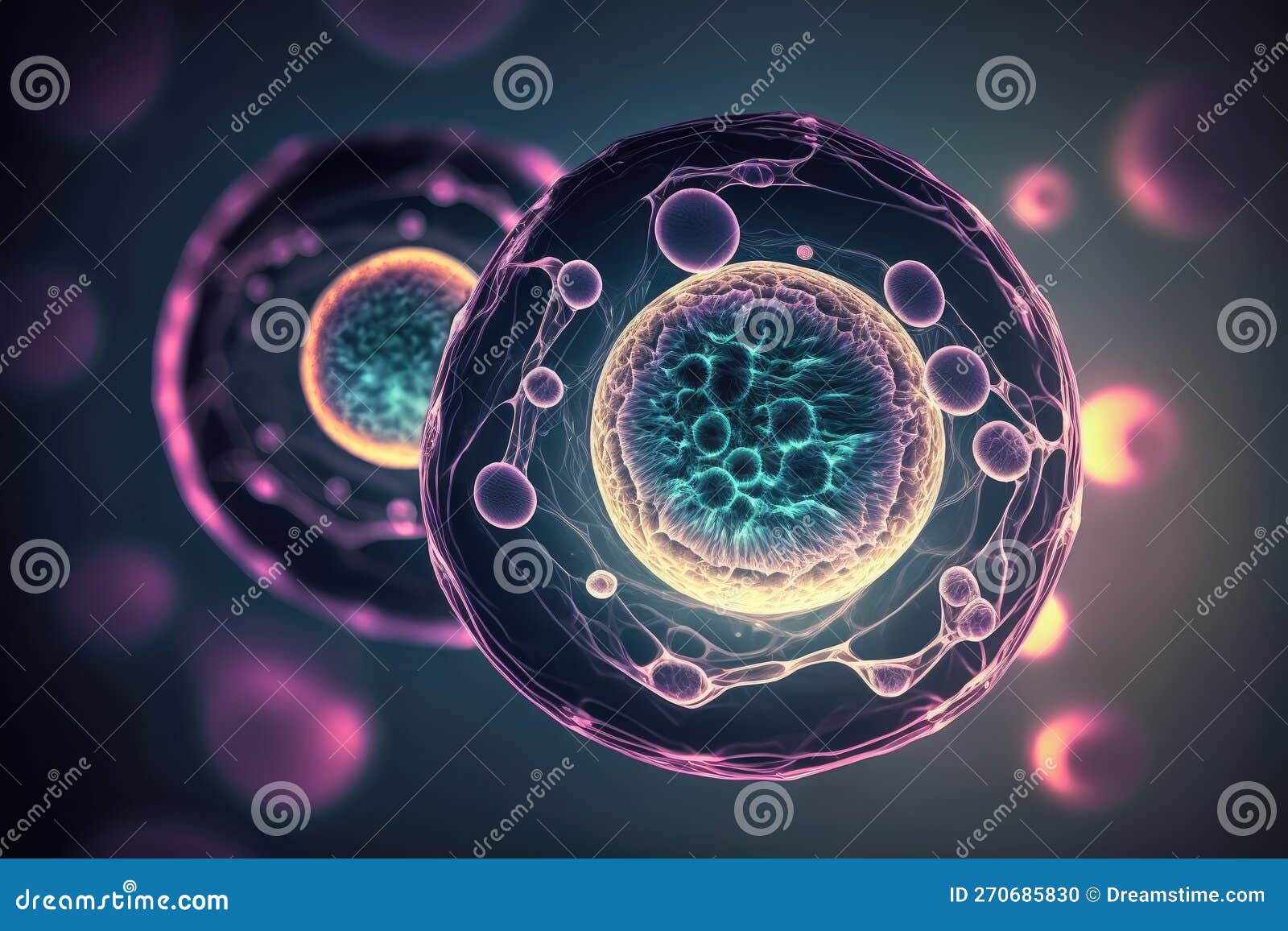 Embryonic Stem Cells Colony 3d Under a Microscope. Stock Illustration ...