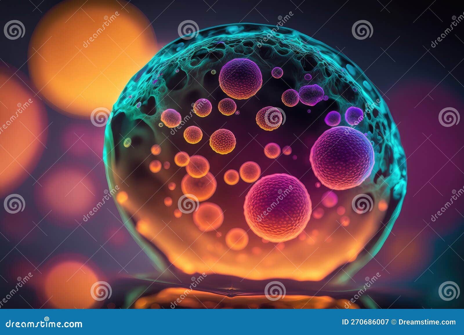 Embryonic Stem Cells Colony 3d Under a Microscope. Stock Illustration ...