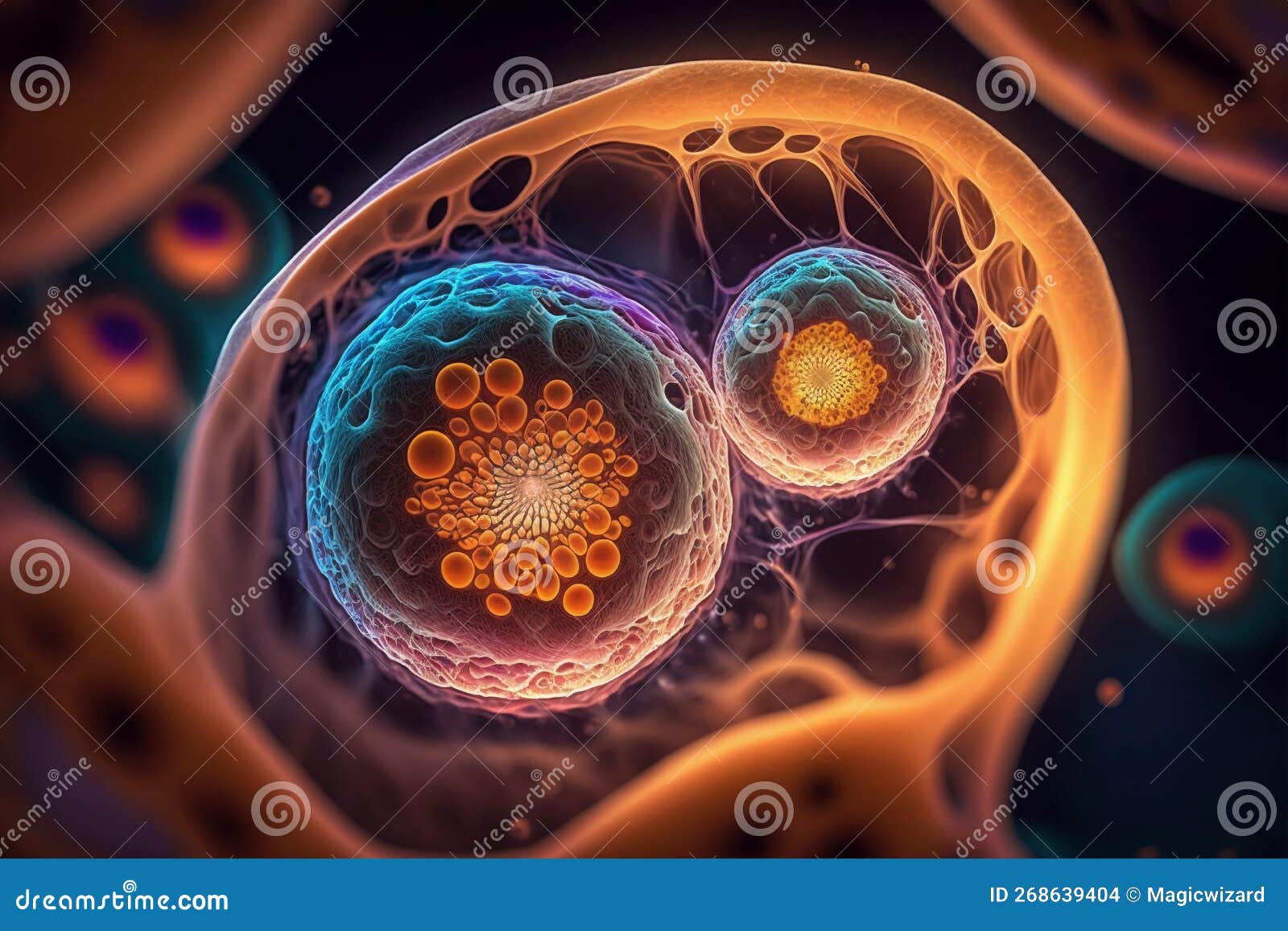 Embryonic Stem Cells 3d Under a Microscope Stock Illustration ...