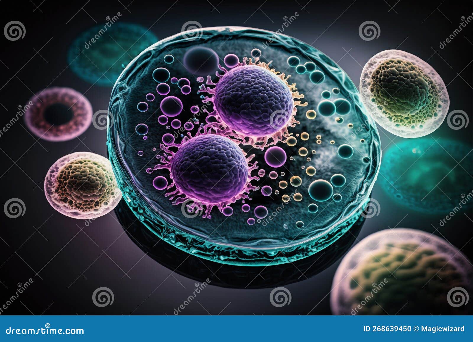 Embryonic Stem Cells 3d Under a Microscope Stock Illustration ...