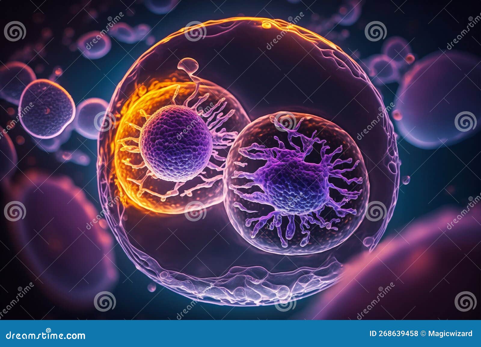 Embryonic Stem Cells 3d Under a Microscope Stock Illustration ...