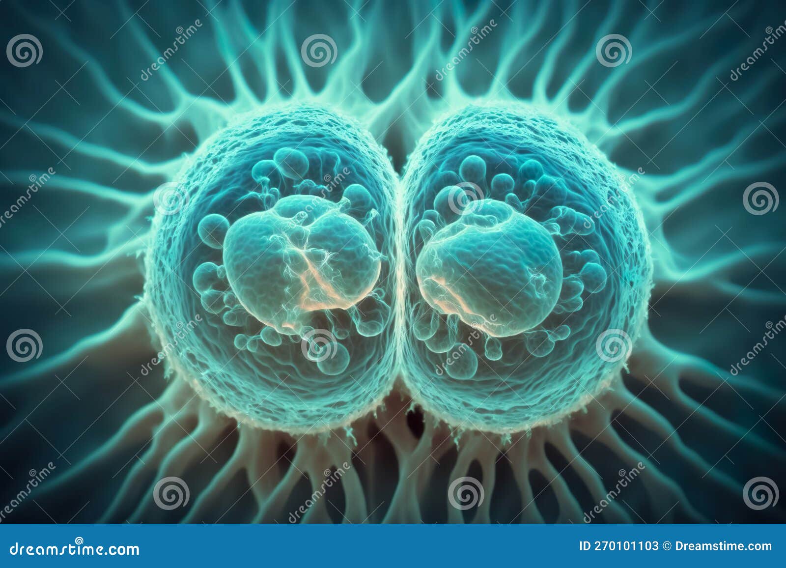 Embryonic Stem Cells Division. Human Cells Under Microscope. in Vitro ...