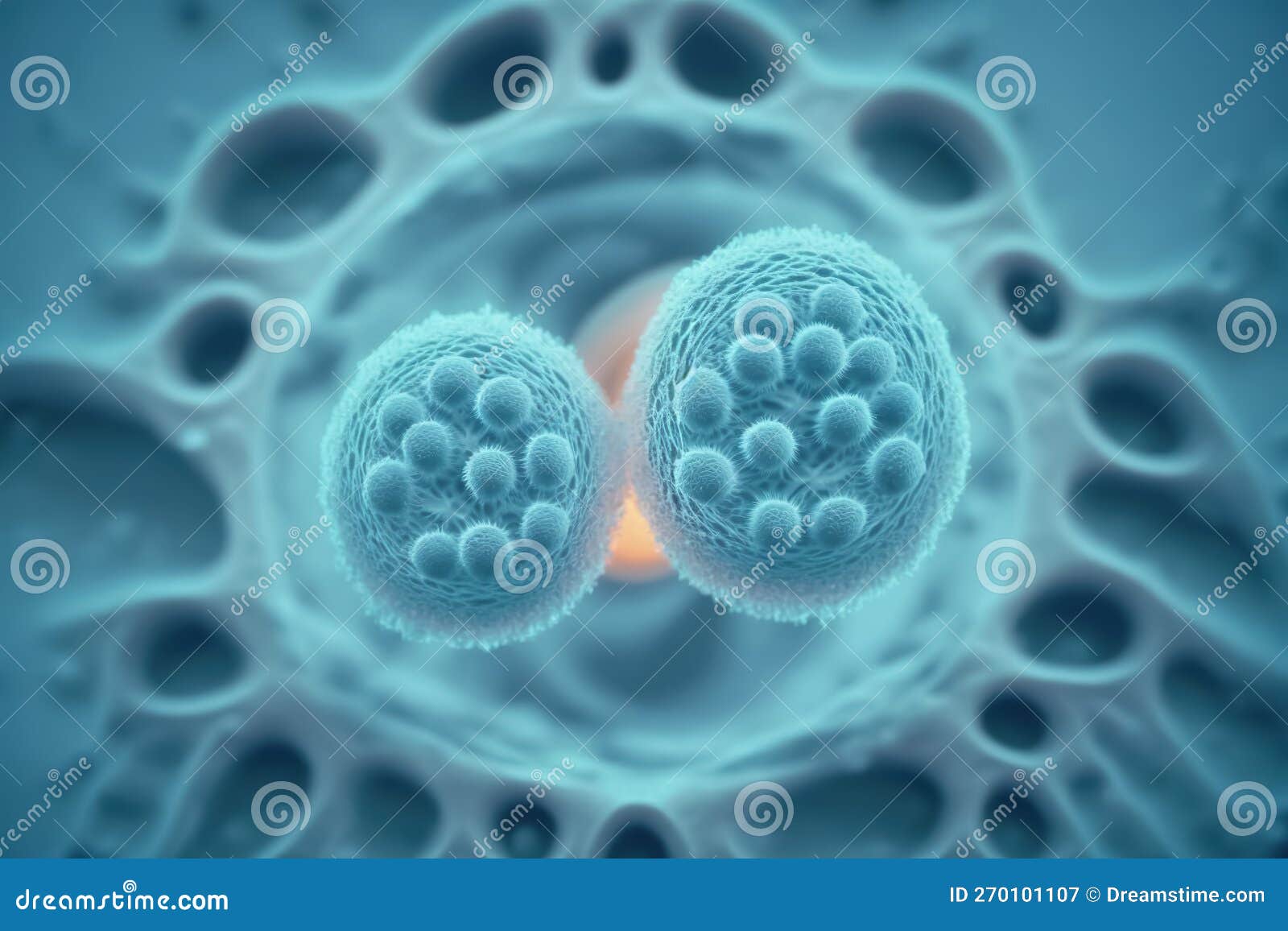 Embryonic Stem Cells Division. Human Cells Under Microscope. in Vitro ...
