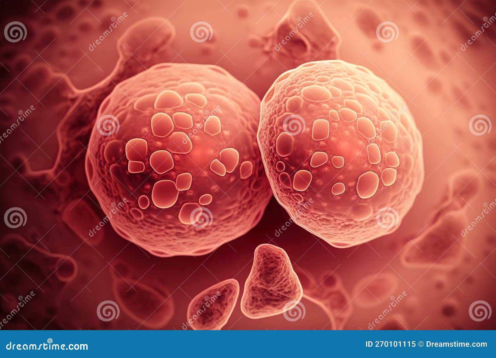 Embryonic Stem Cells Division. Human Cells Under Microscope. In Vitro ...