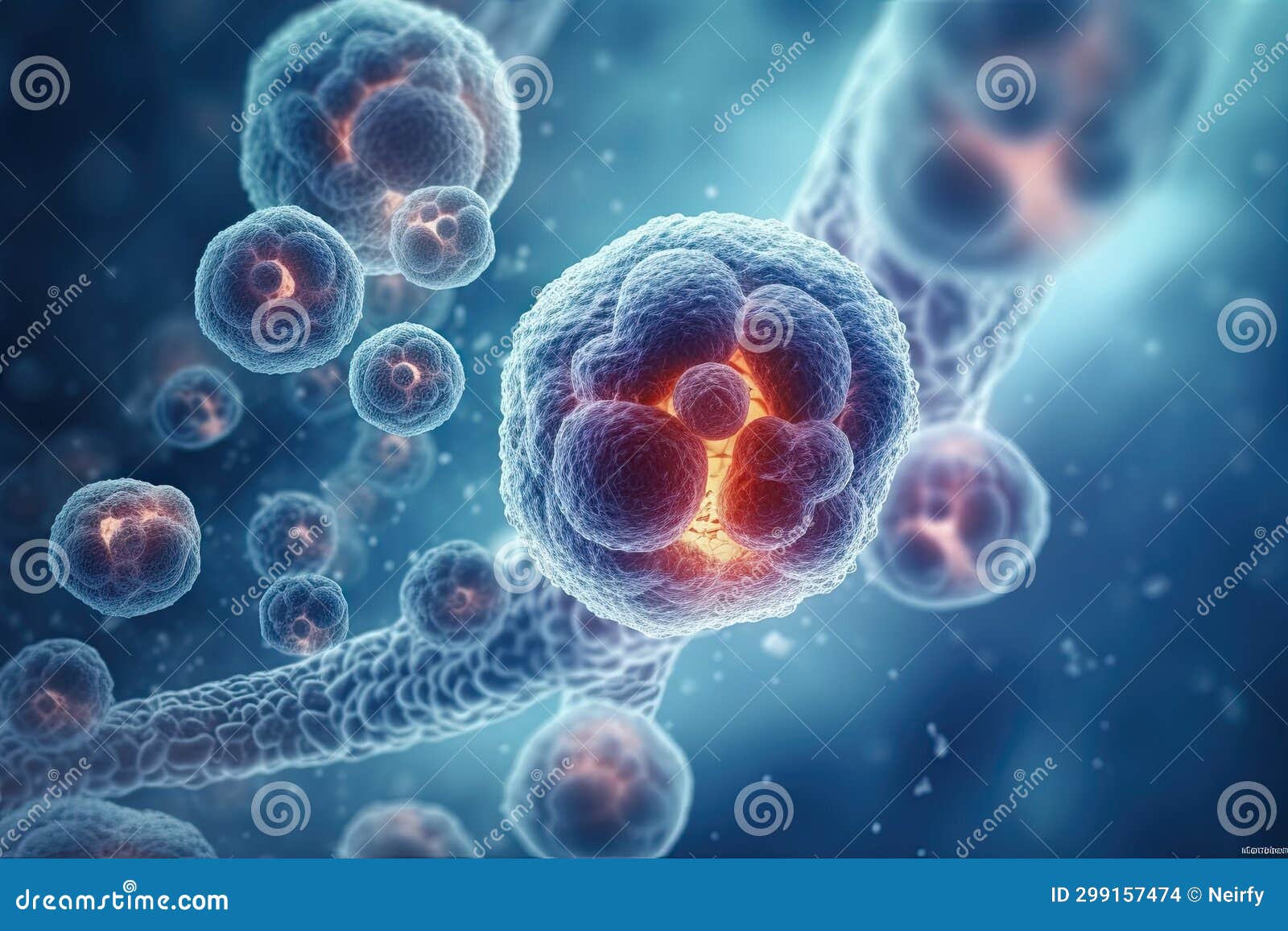 Embryonic Mitosis Stem Cells Colony Tissue Section Magnified Under A ...