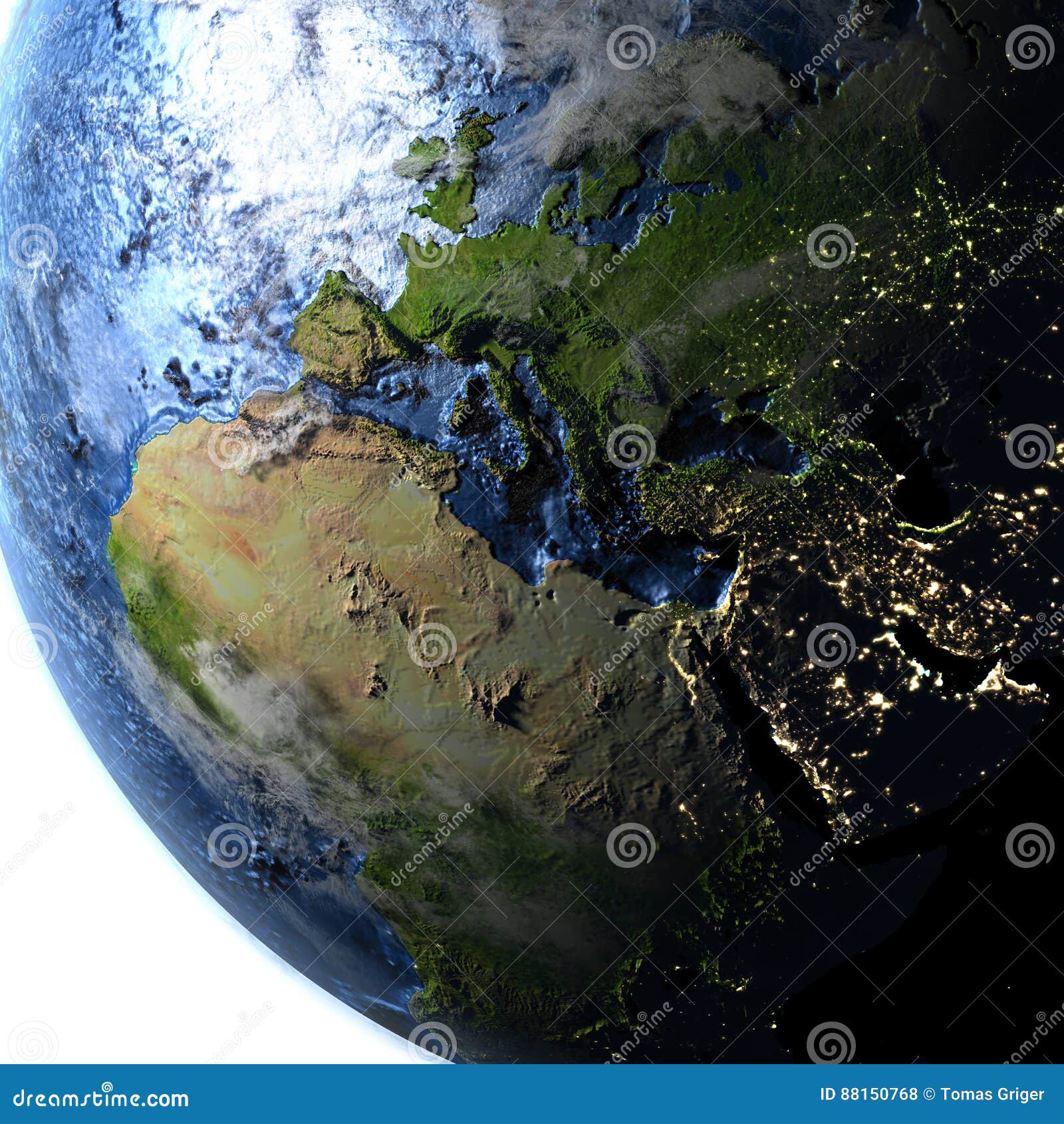 EMEA Region on Earth - Visible Ocean Floor Stock Illustration ...