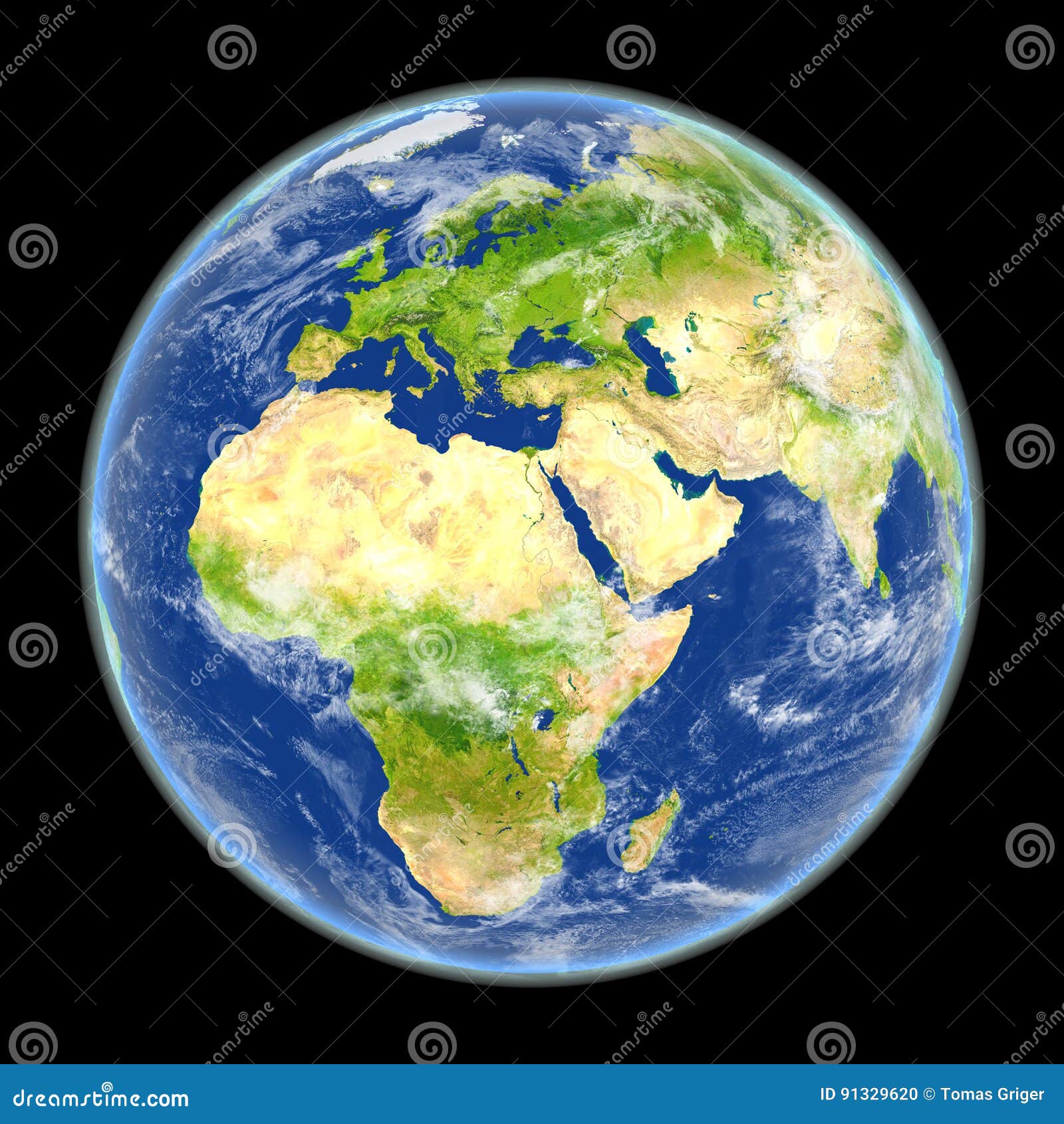 EMEA region from space stock illustration. Illustration of planet ...