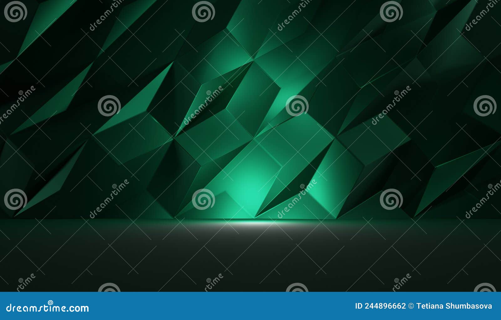 Emerald Abstract Exterior Background. Geometric Wall Stock Illustration ...